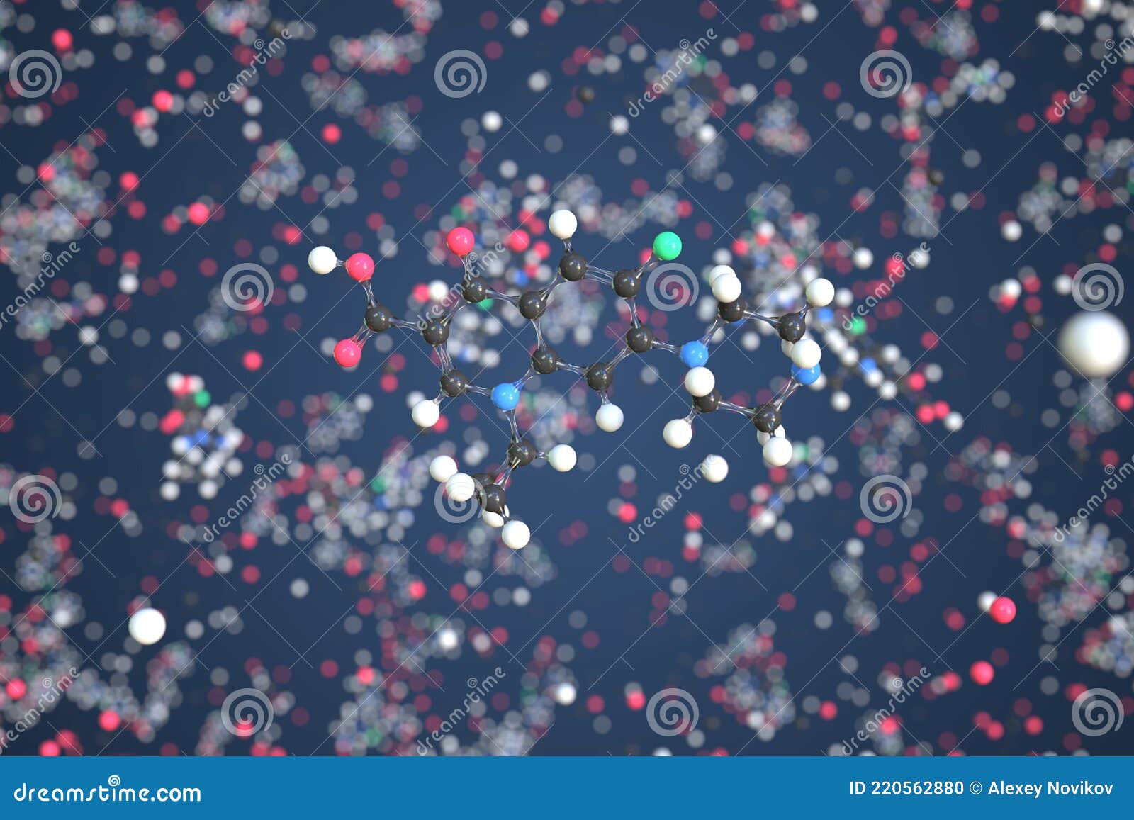 Ciprofloxacin Molecule, Structural Chemical Formula, Ball-and-stick ...