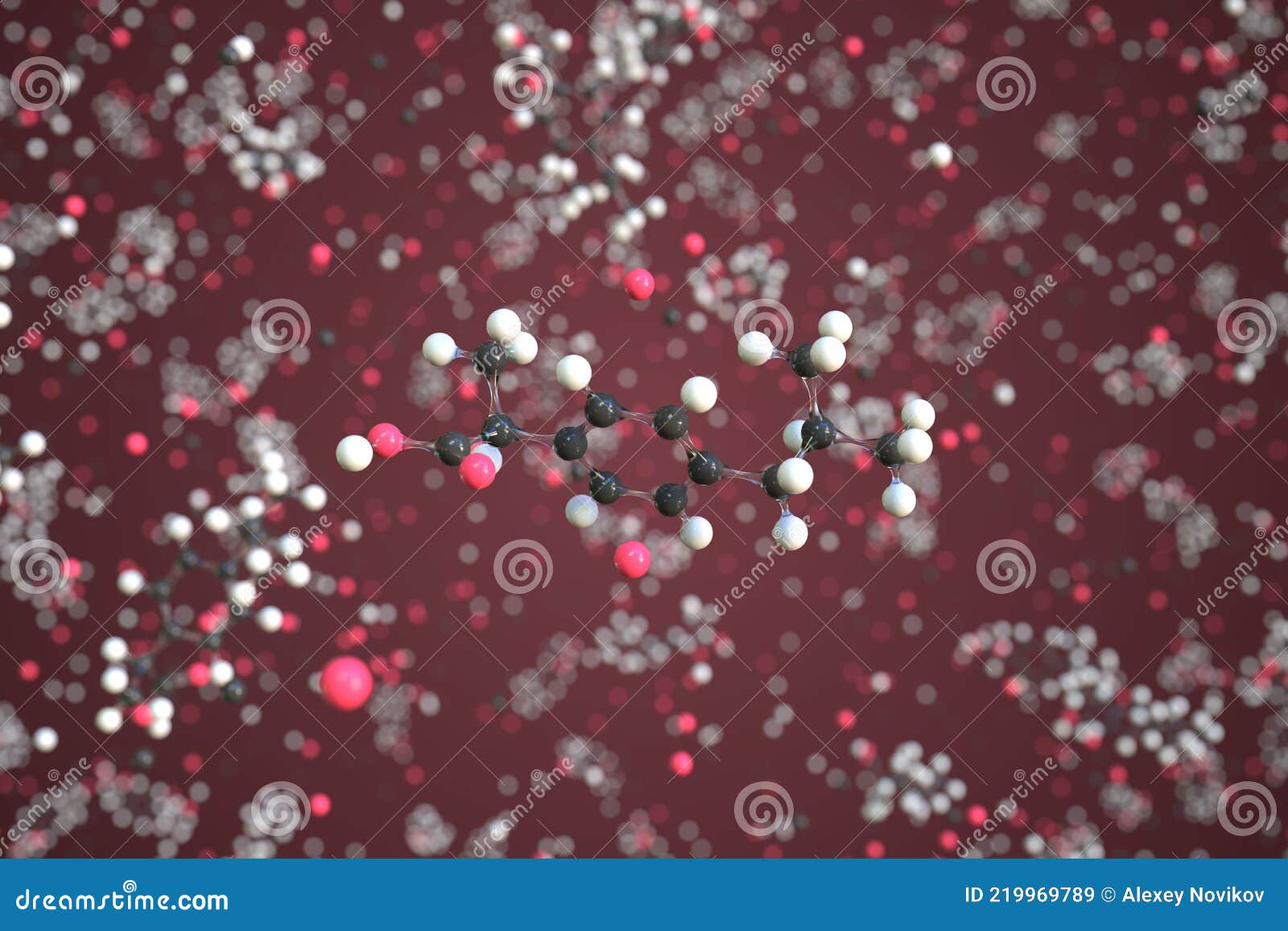 Ibuprofen Molecule. Conceptual Molecular Model. Chemical 3d Rendering ...