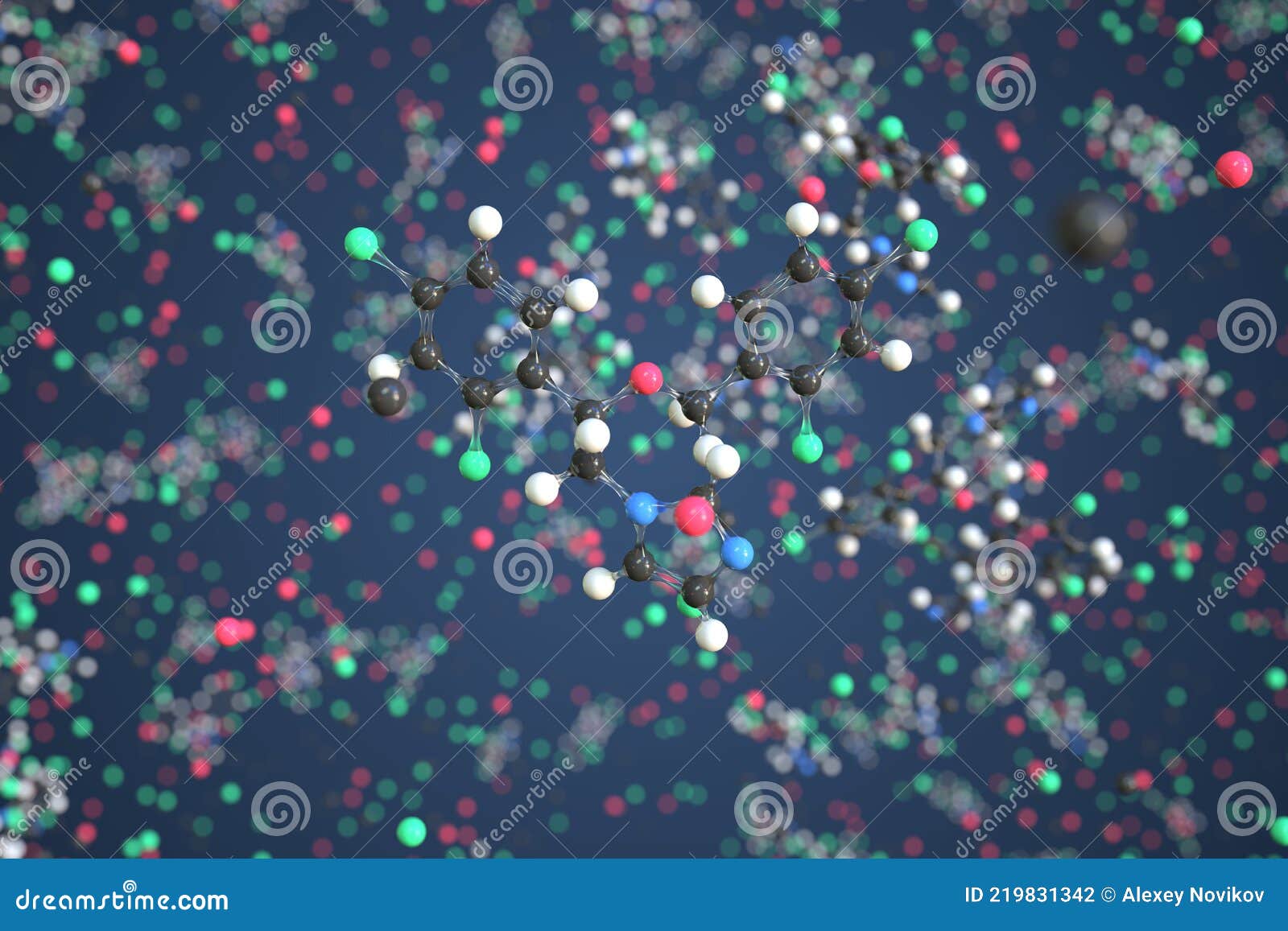 Miconazole Molecule. Conceptual Molecular Model. Chemical 3d Rendering ...