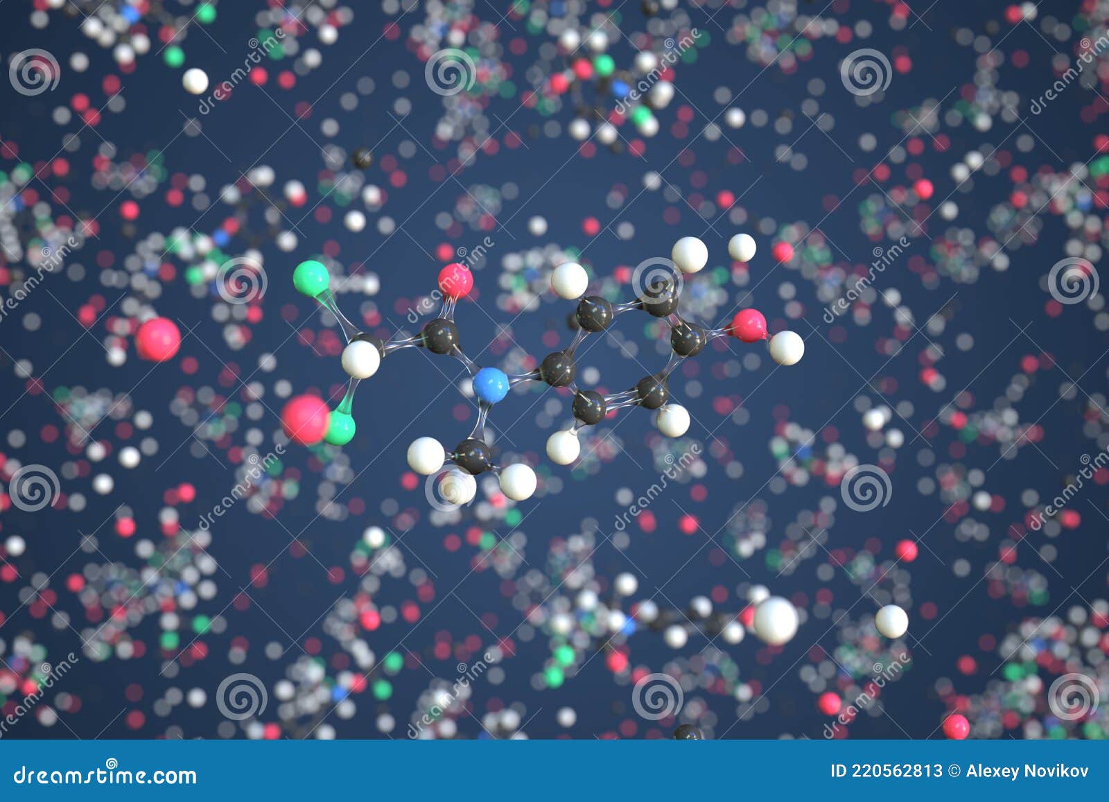 Diloxanide Molecule 3d Rendering Flat Molecular Structure With