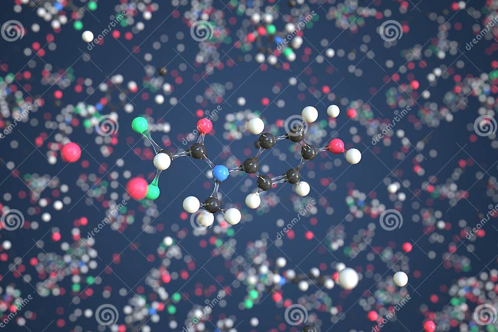 Molecule of Diloxanide. Molecular Model, Conceptual 3d Rendering Stock ...