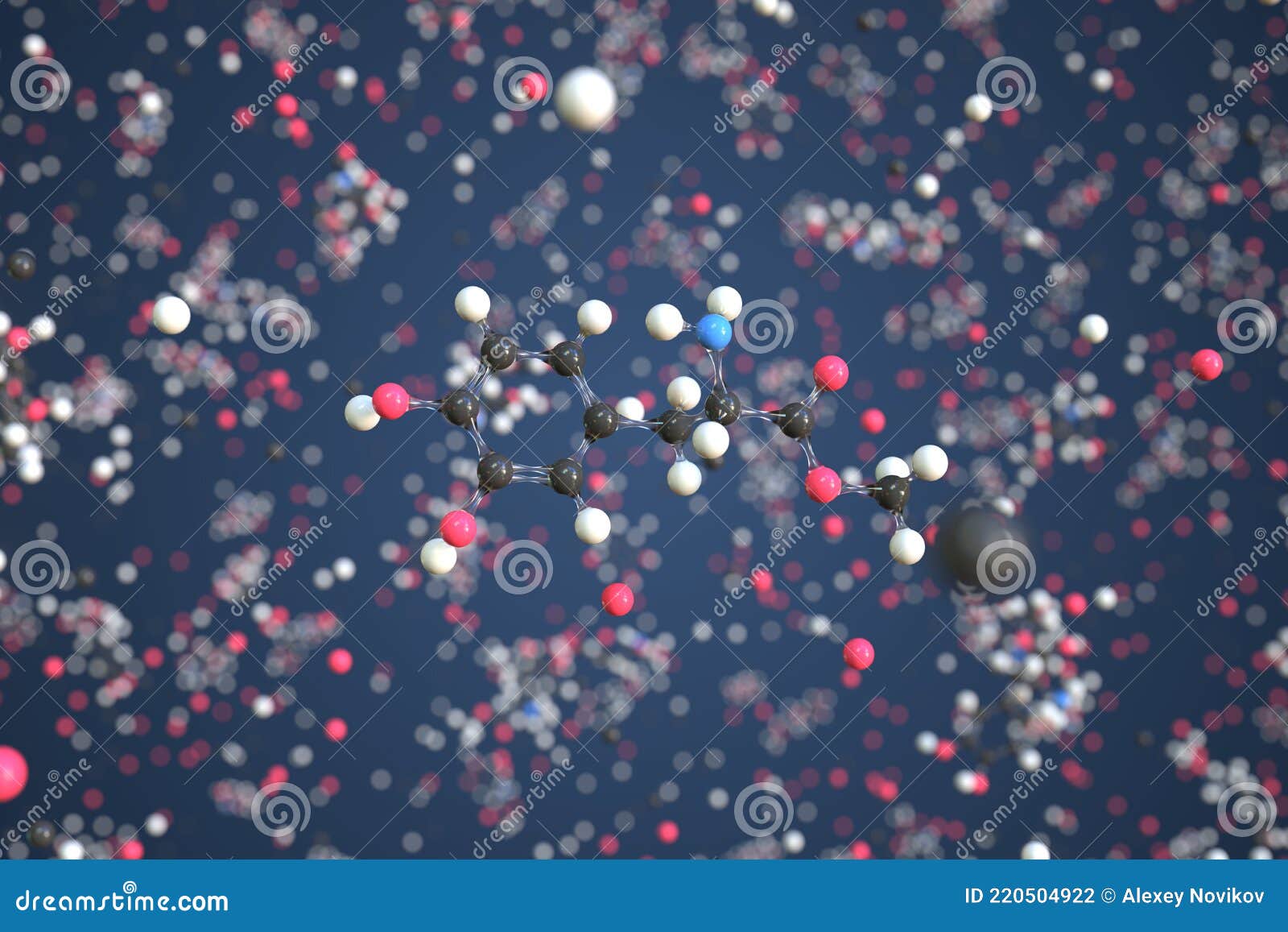 Molecule of Methyldopa. Molecular Model, Conceptual 3d Rendering Stock ...