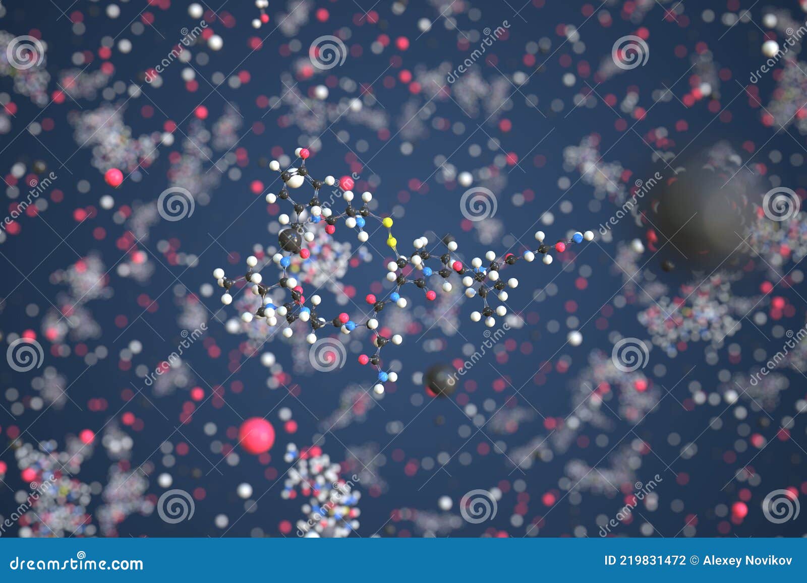 Oxytocin Molecule. Conceptual Molecular Model. Chemical 3d Rendering ...