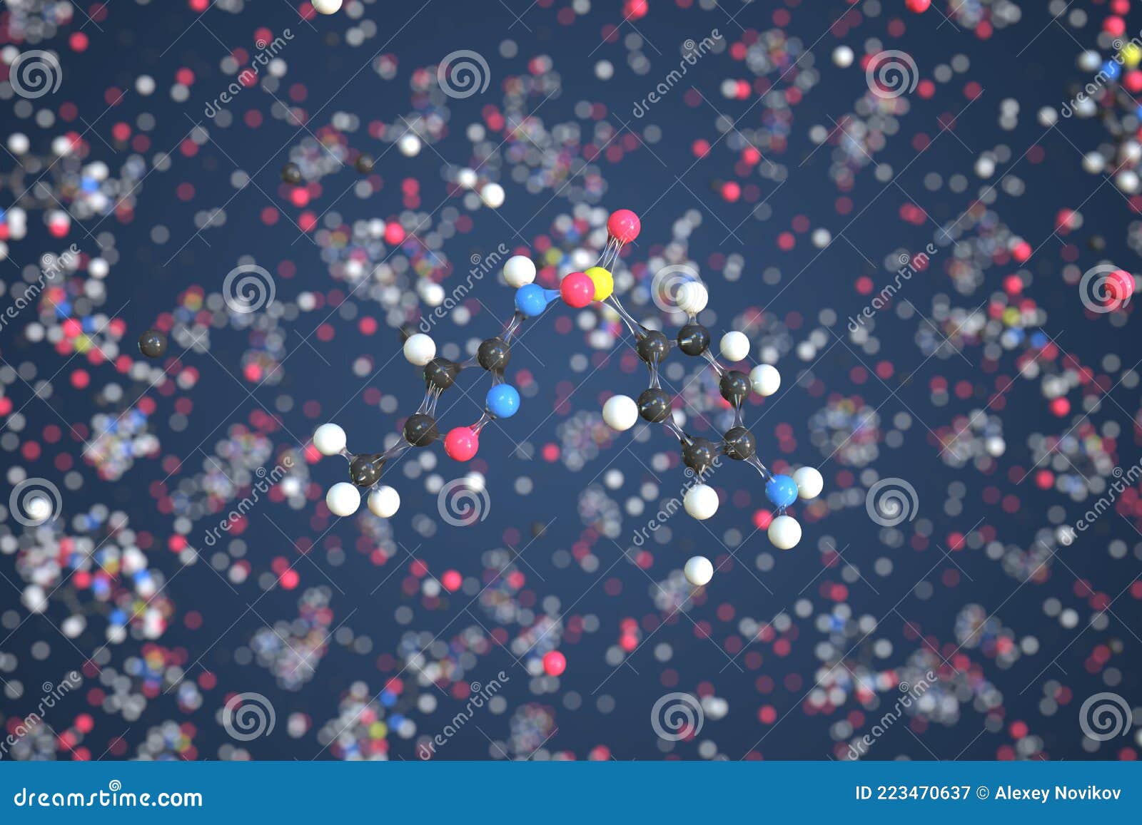Sulfamethoxazole Molecule. Conceptual Molecular Model. Chemical 3d ...