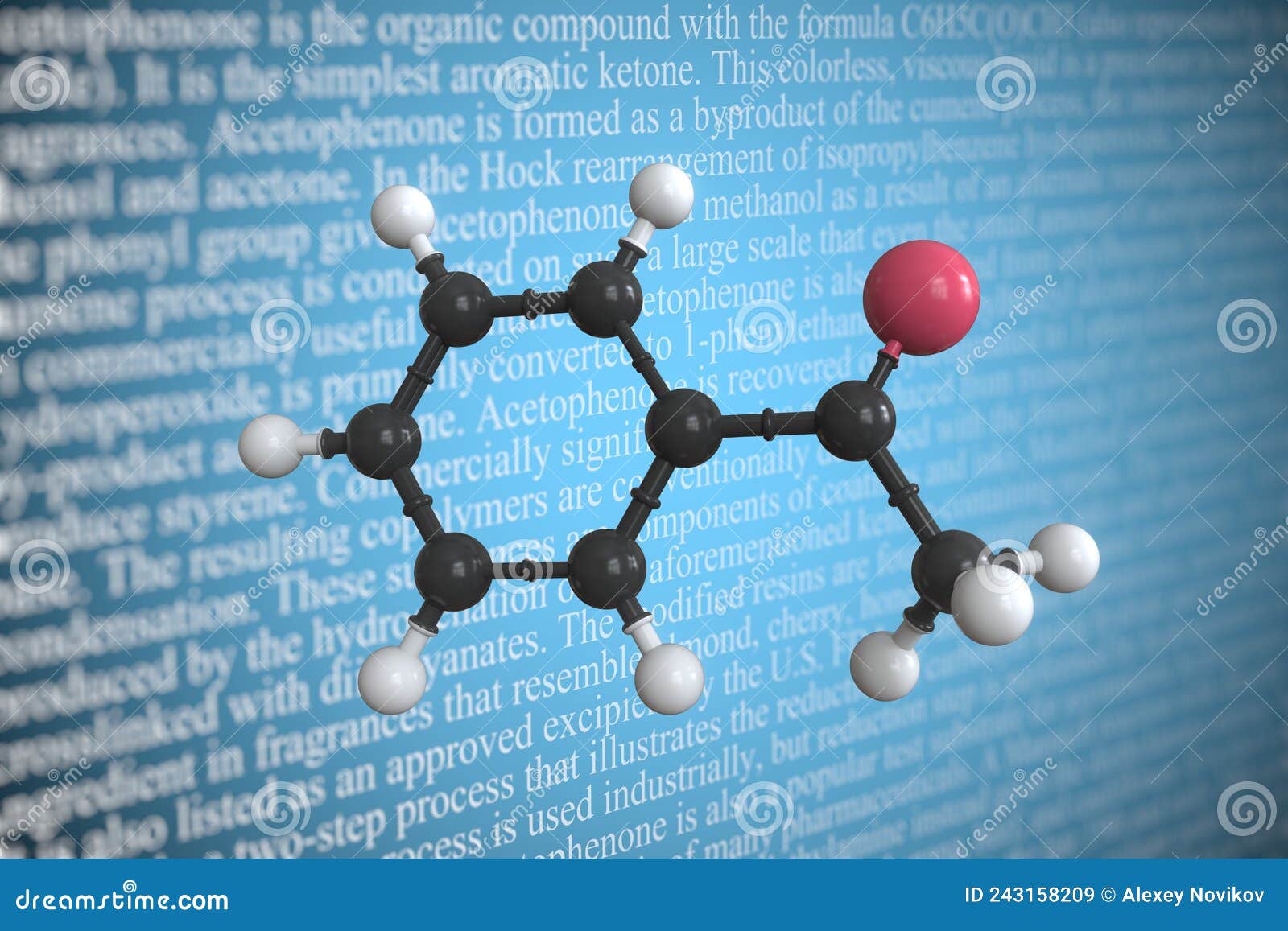 Acetophenone Scientific Molecular Model, 3D Rendering Stock ...