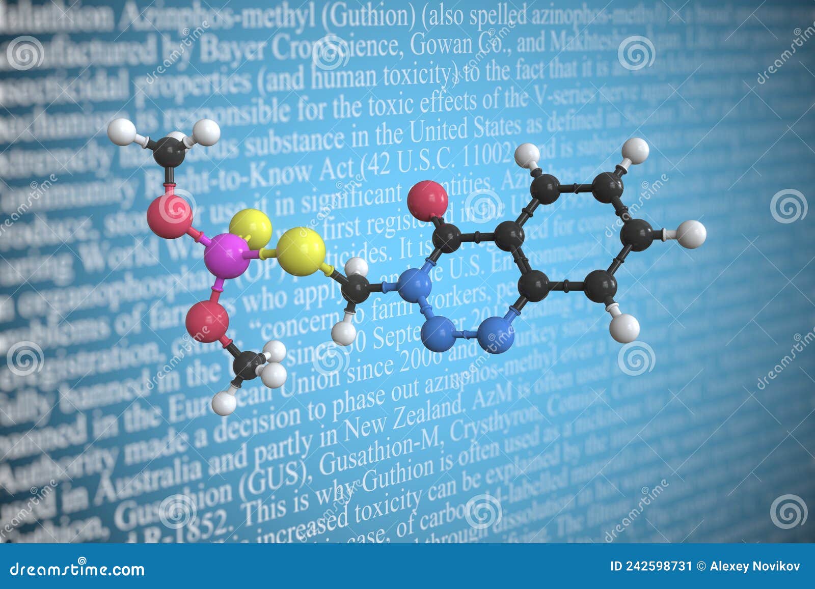 Molecule Of Azinphos-methyl With Infographics On The Computer Monitor ...