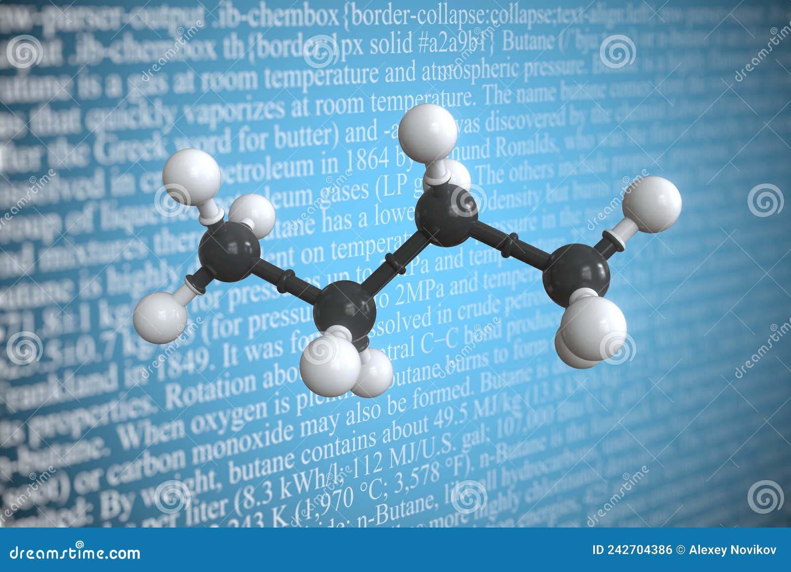 Butane Scientific Molecular Model, 3D Rendering Stock Illustration ...