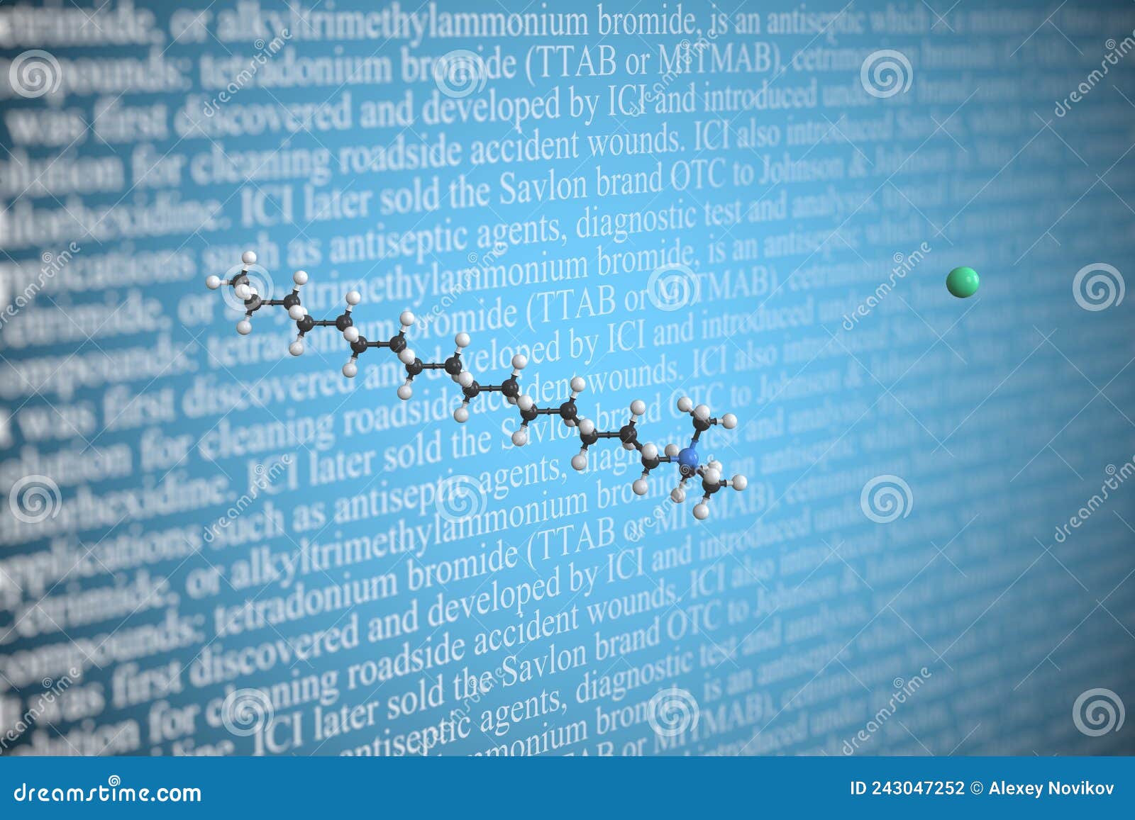 Cetrimide Scientific Molecular Model, 3D Rendering Stock Illustration ...
