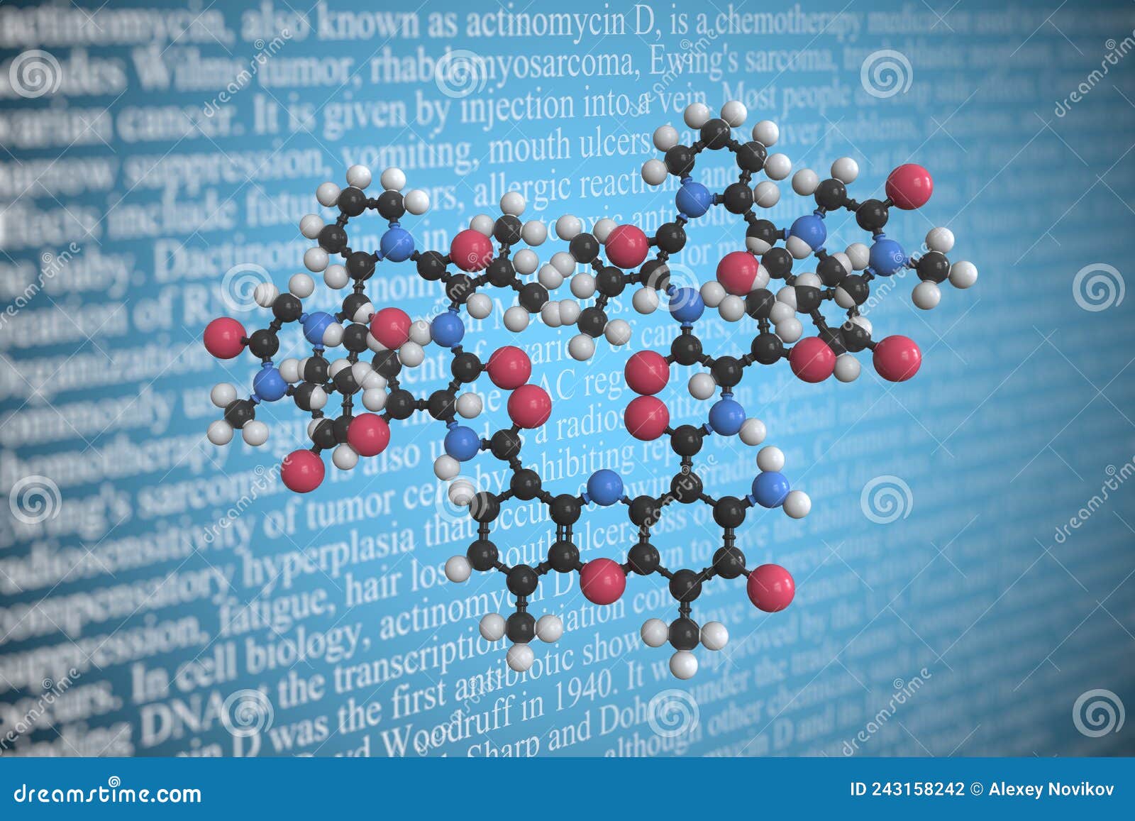 Dactinomycin Scientific Molecular Model, 3D Rendering Stock ...