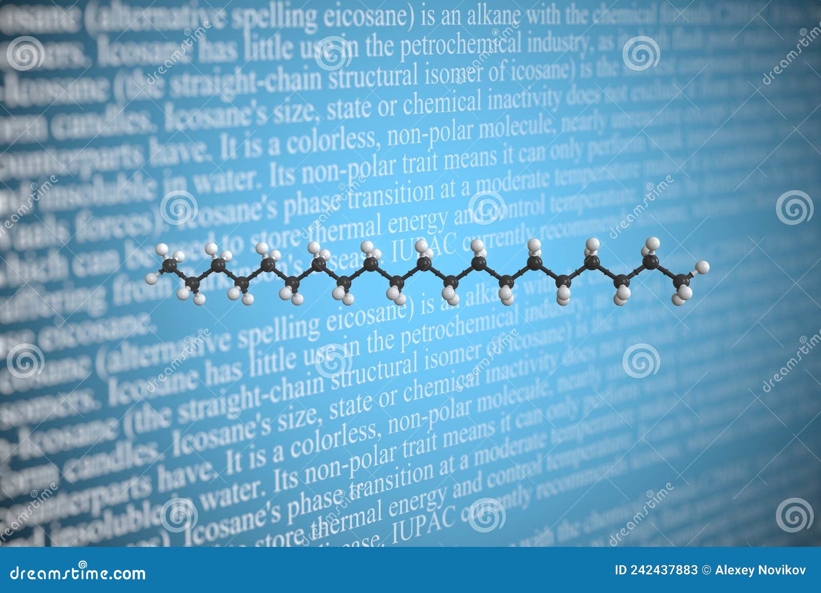 Eicosane Scientific Molecular Model, 3D Rendering Stock Illustration ...