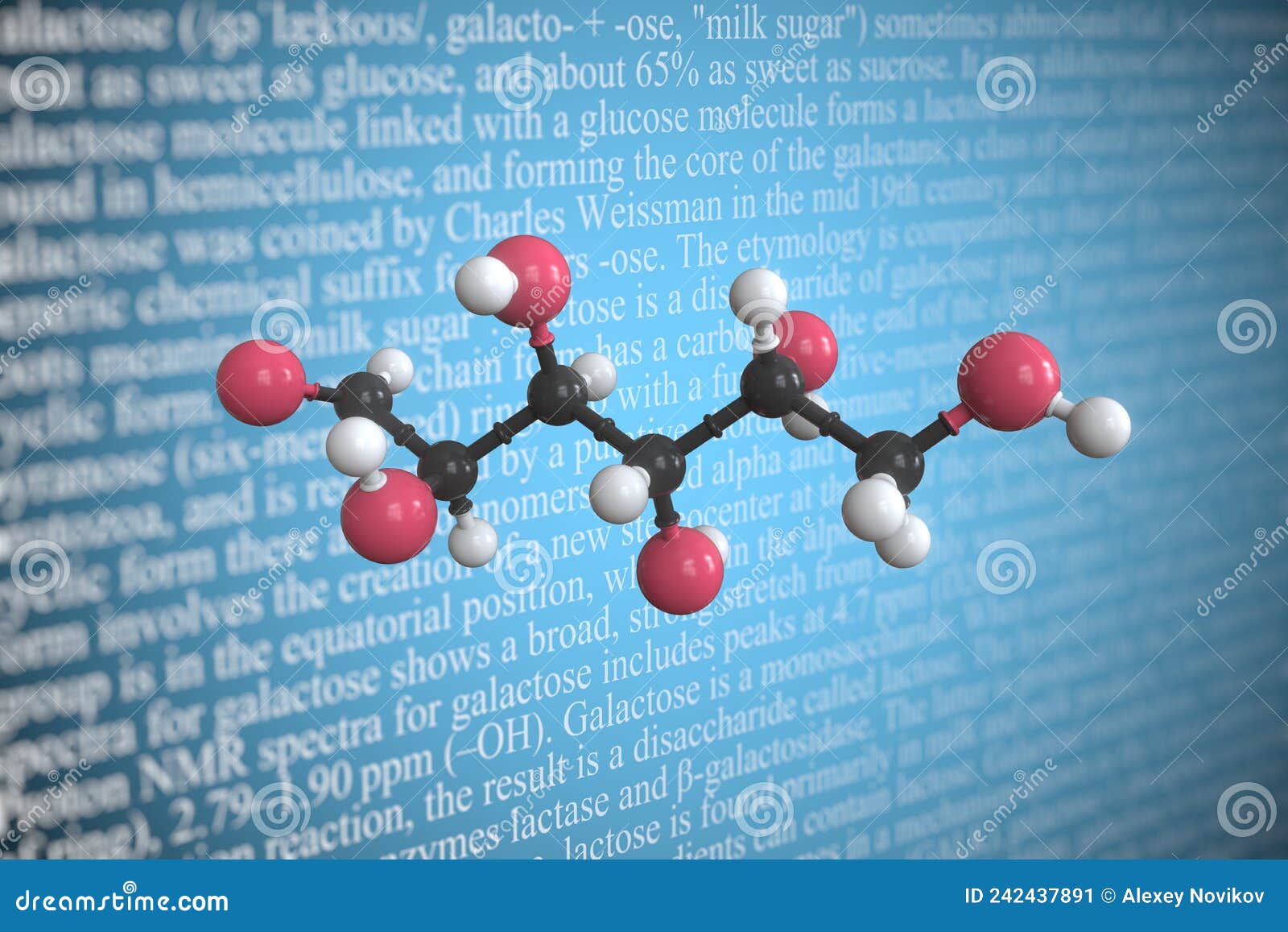 Molecular Model of Galactose, 3D Rendering Stock Illustration ...