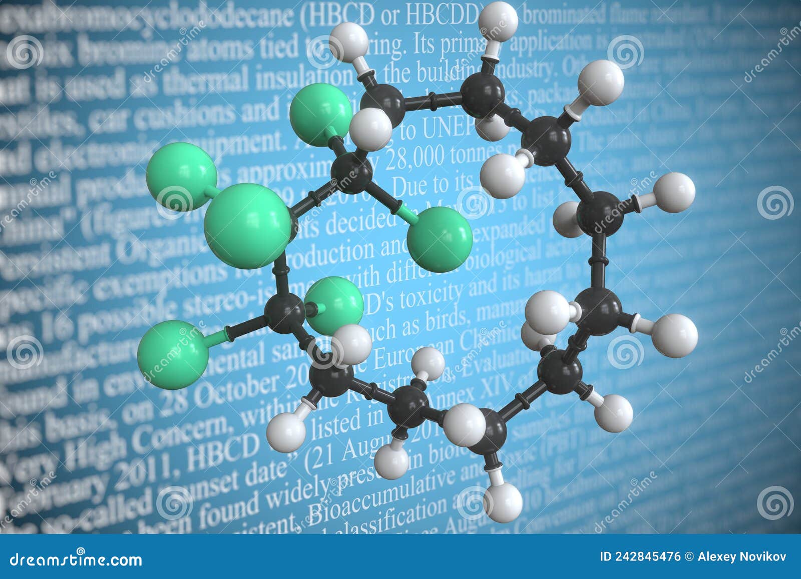 Hexabromocyclododecane Molecule 3d, Molecular Structure, Ball And Stick ...