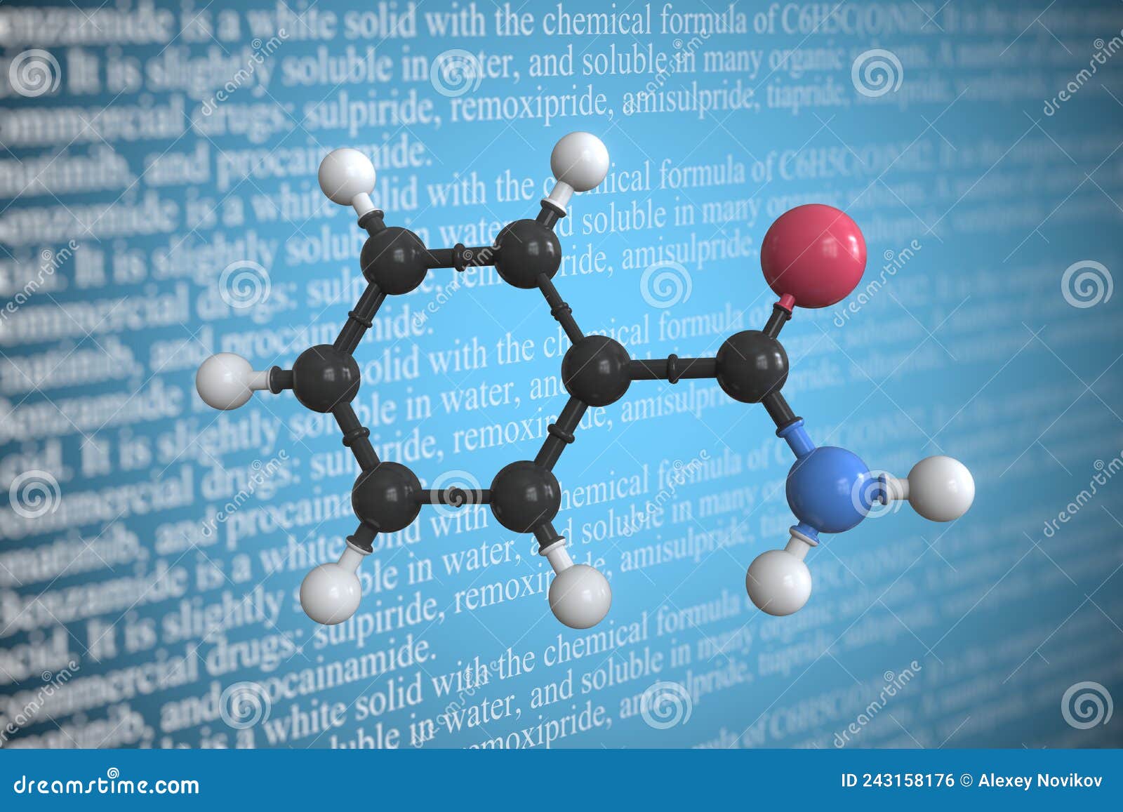 Benzamide Molecular Structure, 3d Model Molecule, Amide Derivative ...