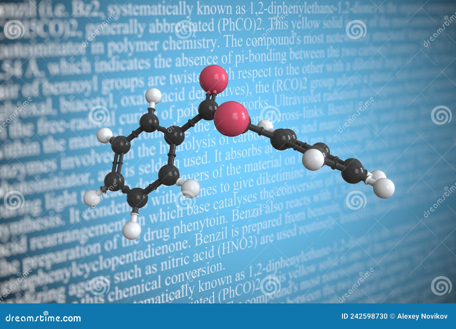 Molecular Model of Benzil, 3D Rendering Stock Illustration ...