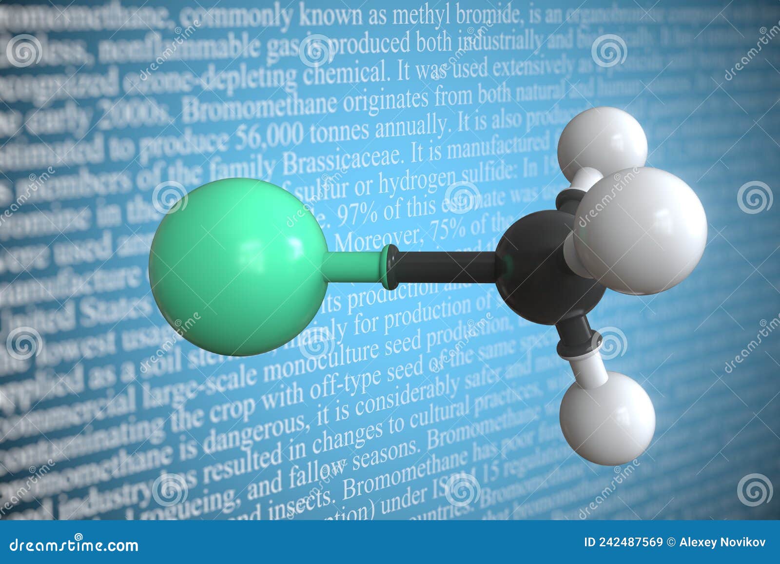 Bromomethane Molecule 3d Rendering Flat Molecular Structure With