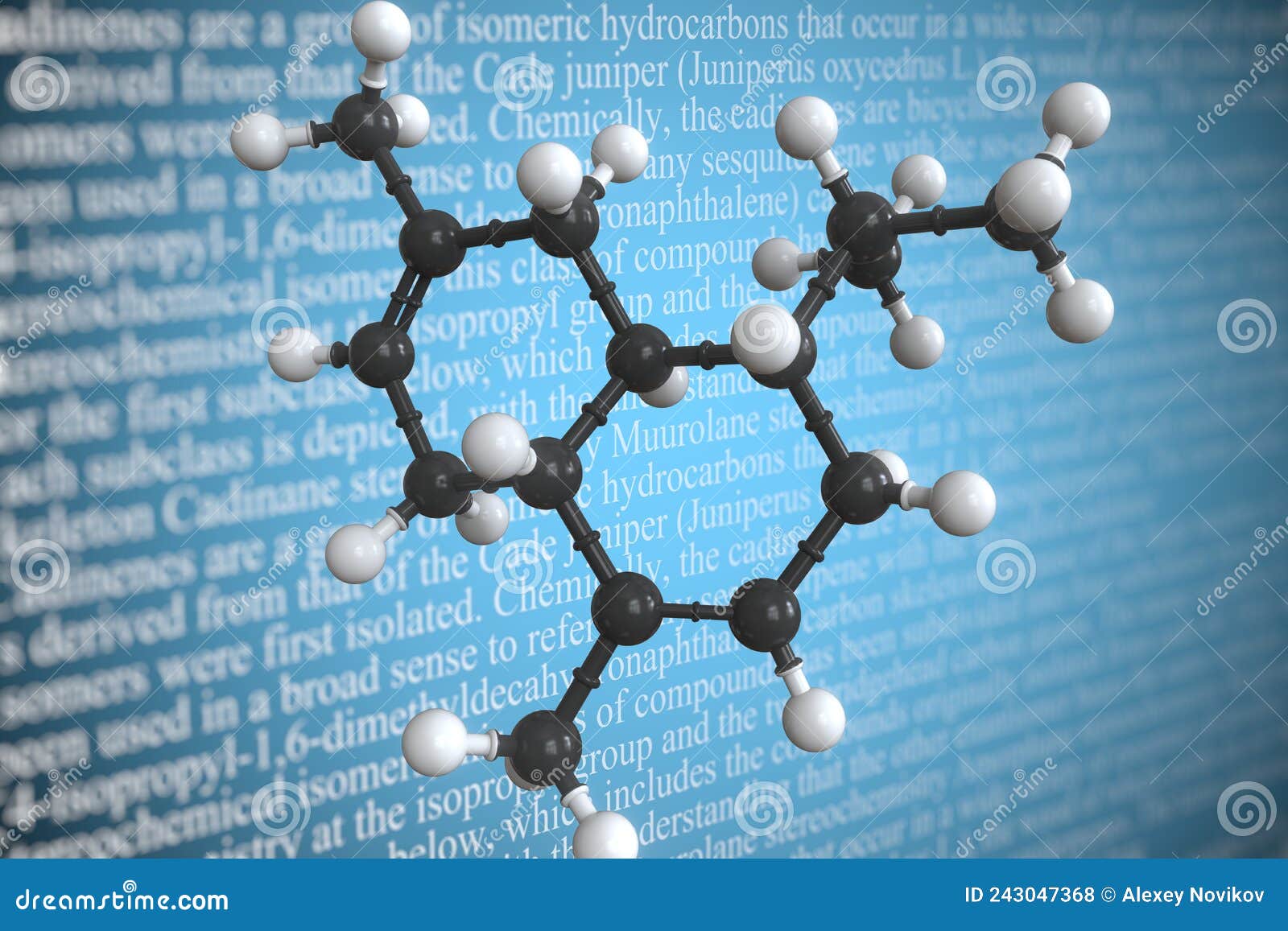 Molecular Model of Cadinene, 3D Rendering Stock Illustration ...