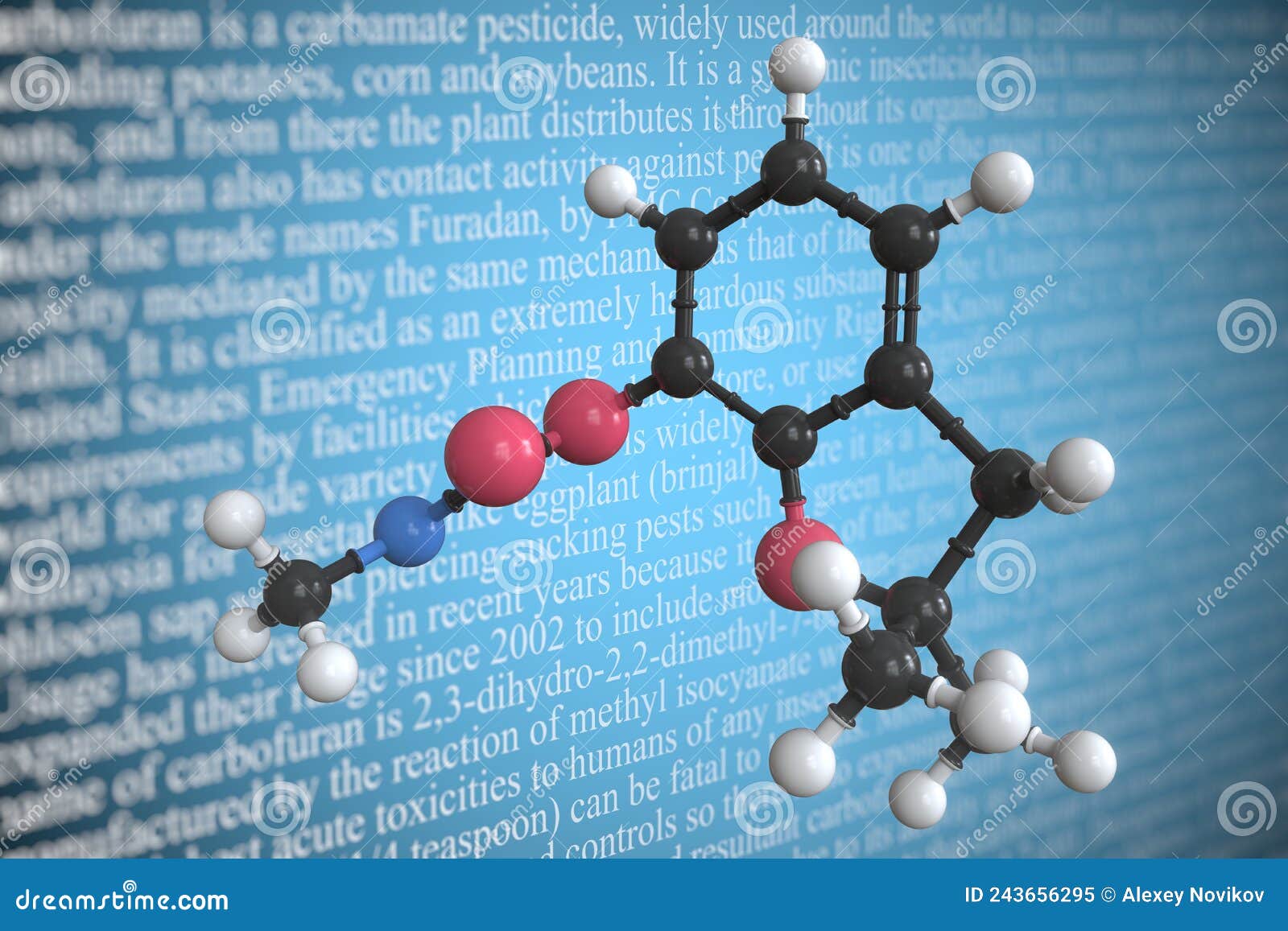 Molecular Model of Carbofuran, 3D Rendering Stock Illustration ...