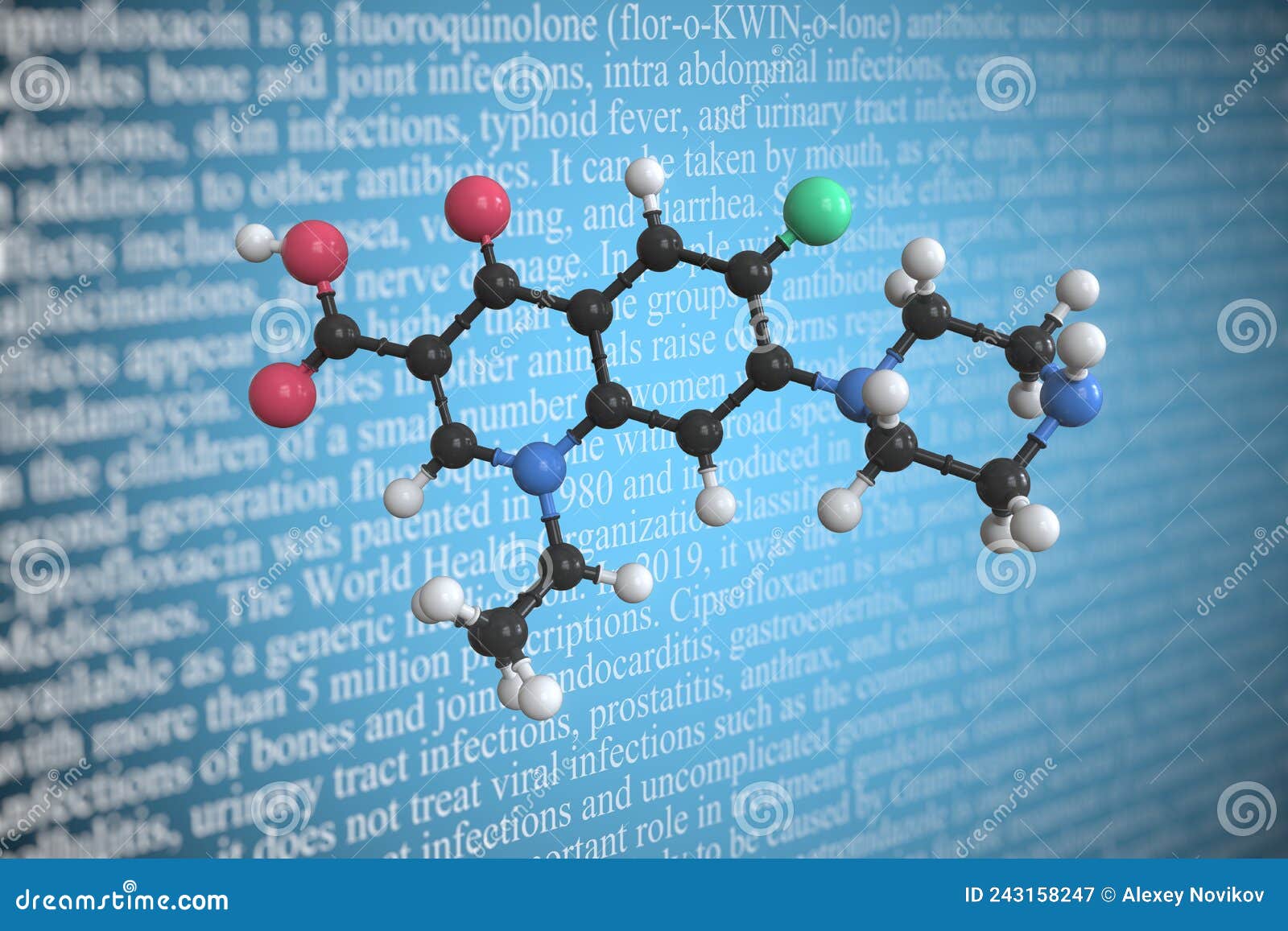 Ciprofloxacin Molecular Structure, 3d Model Molecule, Quinolone ...