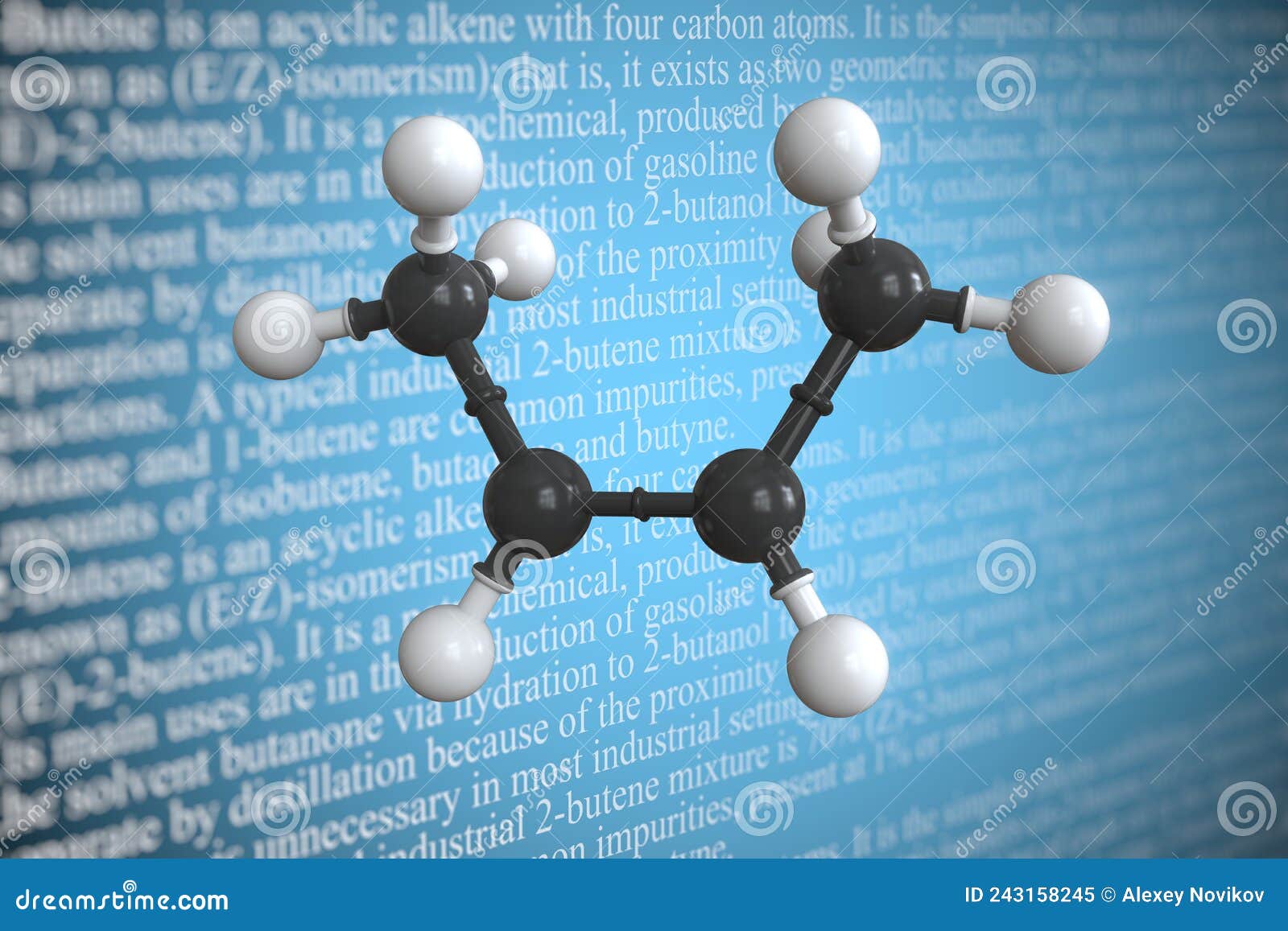 Butene Scientific Molecular Model, 3D Rendering Stock Photo ...
