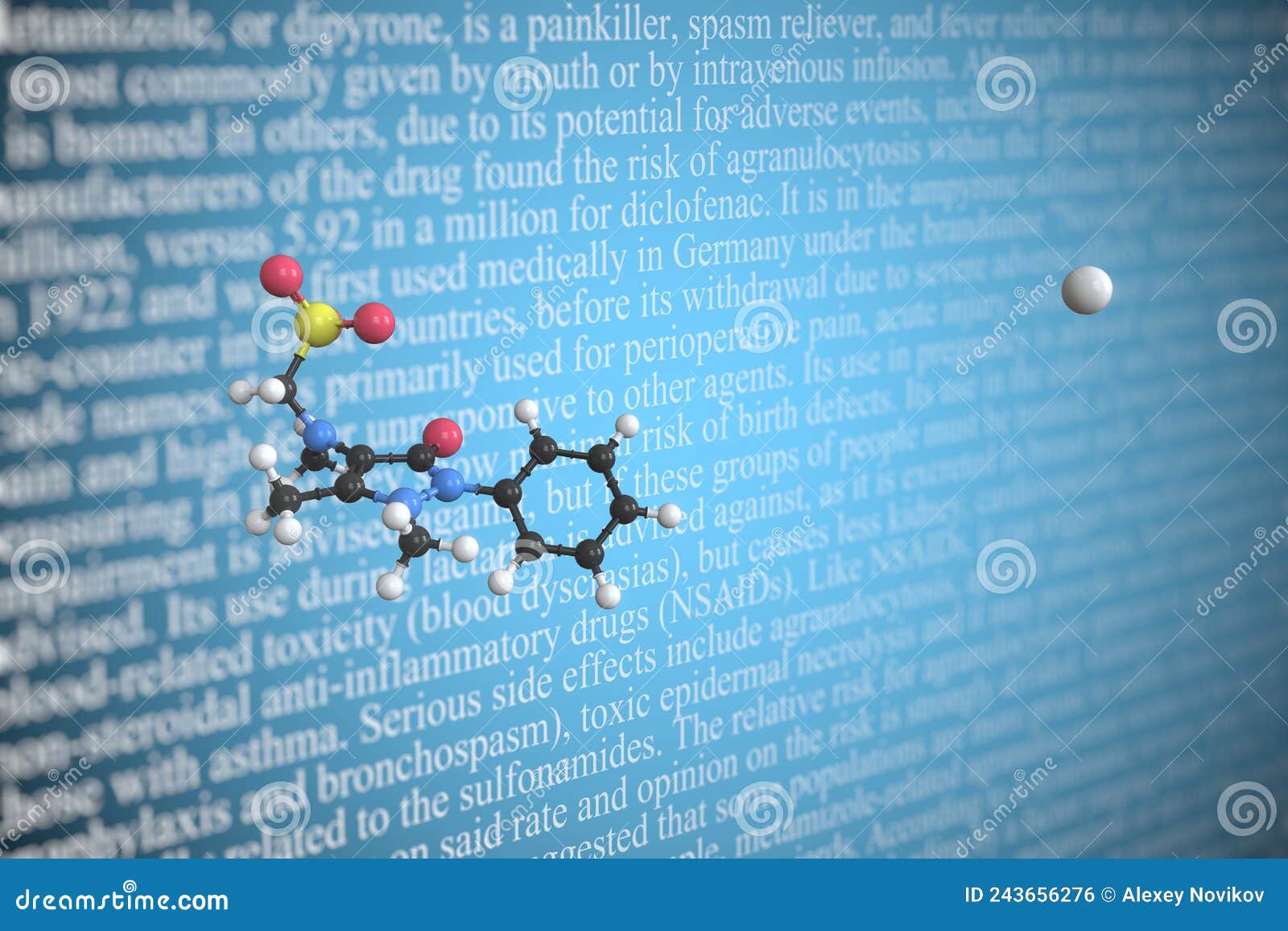 Molecular Model of Metamizole, 3D Rendering Stock Illustration ...