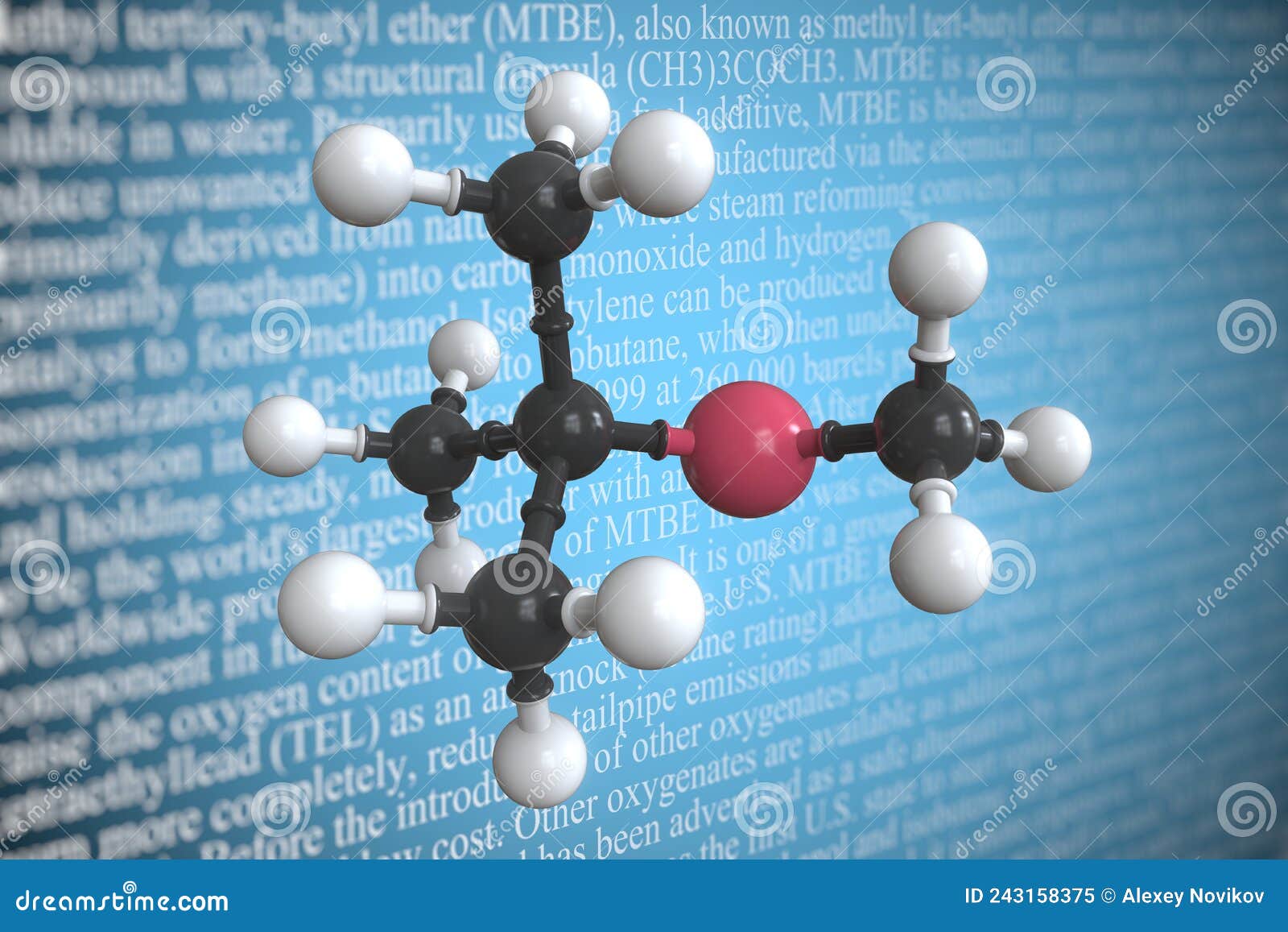 Molecular Model of Mtbe, 3D Rendering Stock Illustration - Illustration ...