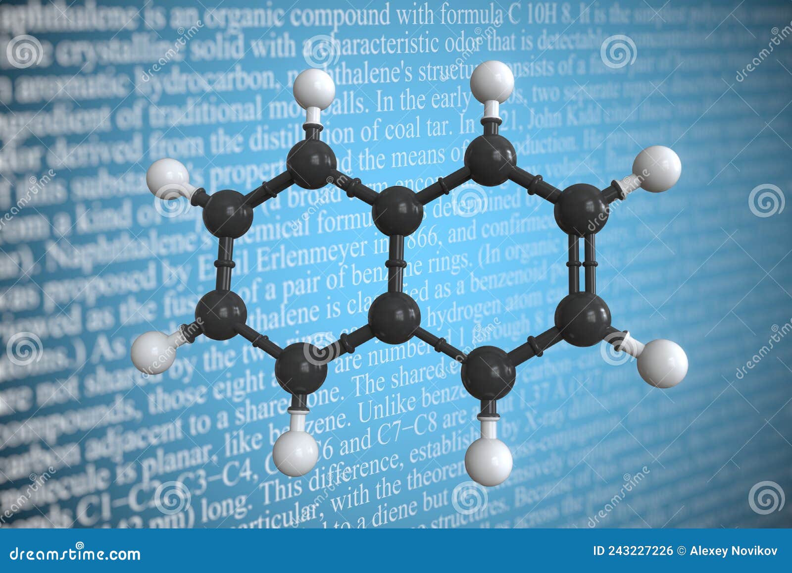 Molecular Model of Naphthalene, 3D Rendering Stock Illustration ...