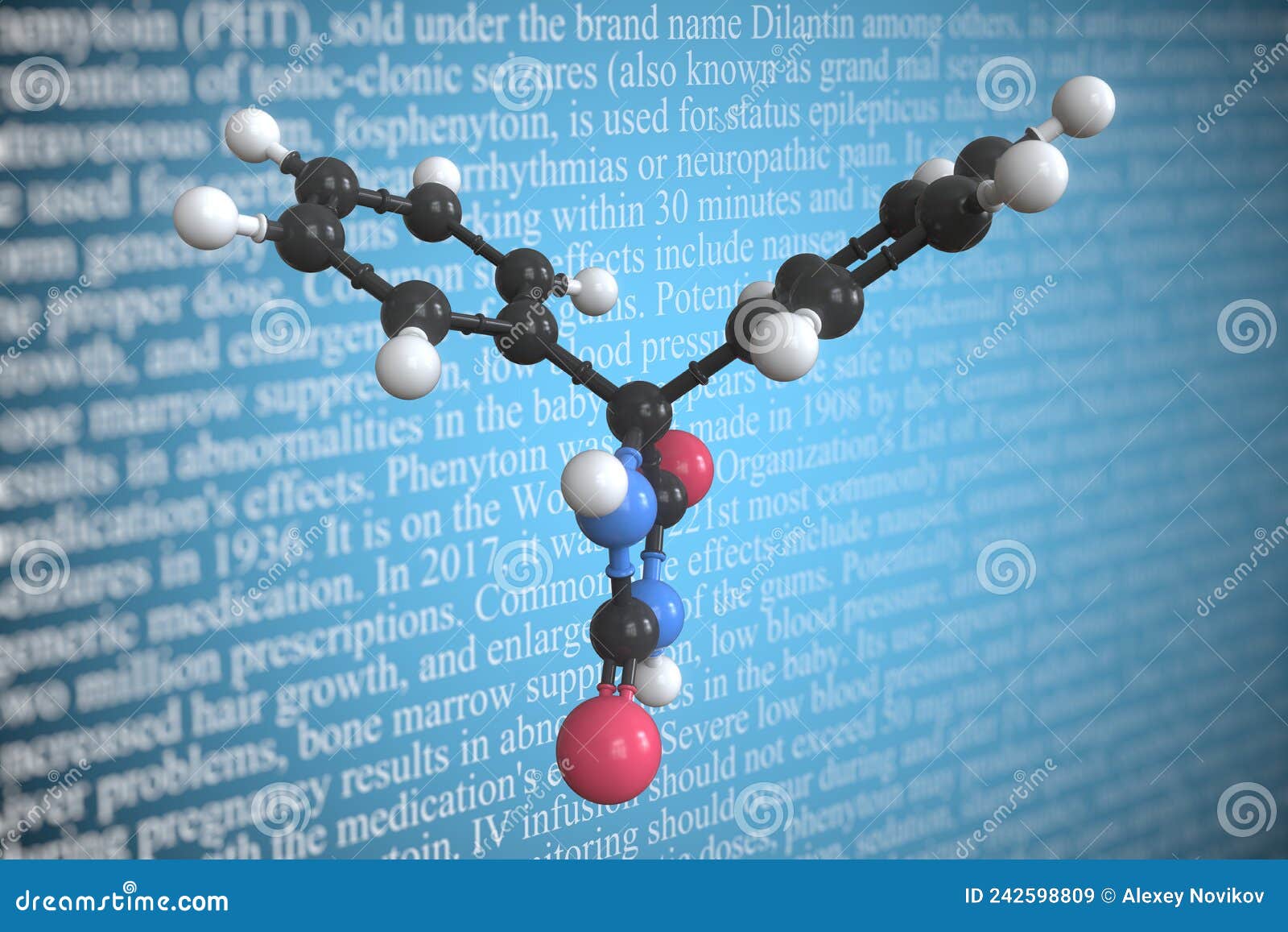 Phenytoin Molecule, Molecular Structure, Hydantoins, Ball And Stick 3d ...