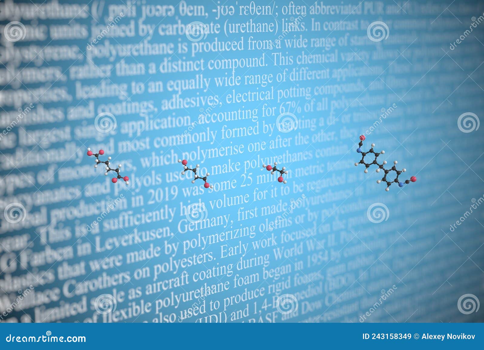 Molecular Model of Polyurethane, 3D Rendering Stock Illustration ...