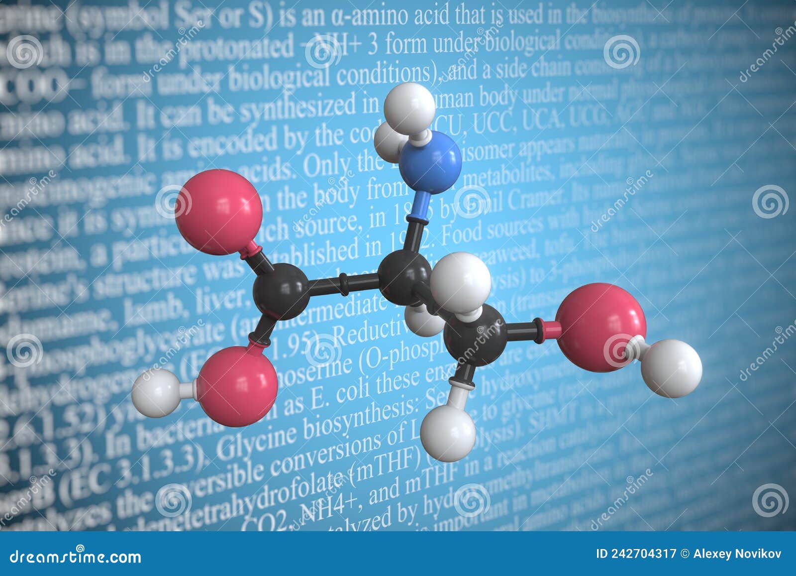 Molecular Model of Serine, 3D Rendering Stock Illustration ...