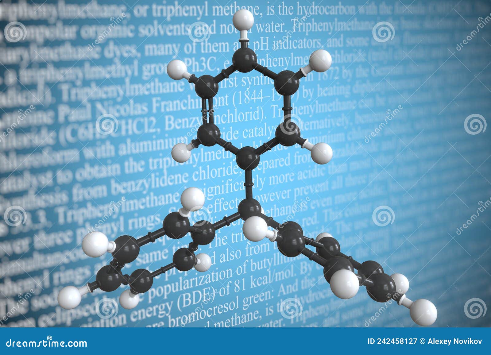 Molecular Model of Triphenylmethane, 3D Rendering Stock Illustration ...