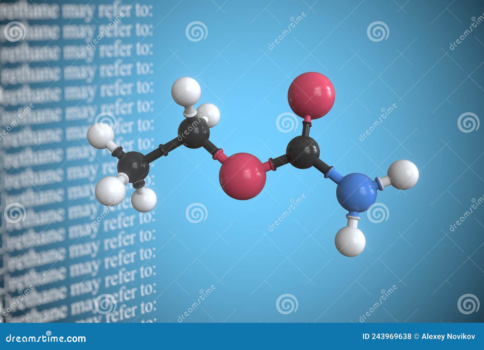 Molecular Model of Urethane, 3D Rendering Stock Illustration ...