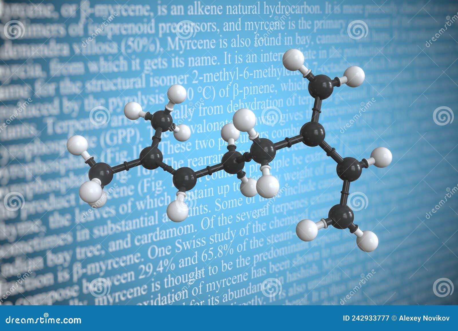 Myrcene Scientific Molecular Model, 3D Rendering Editorial Photography ...