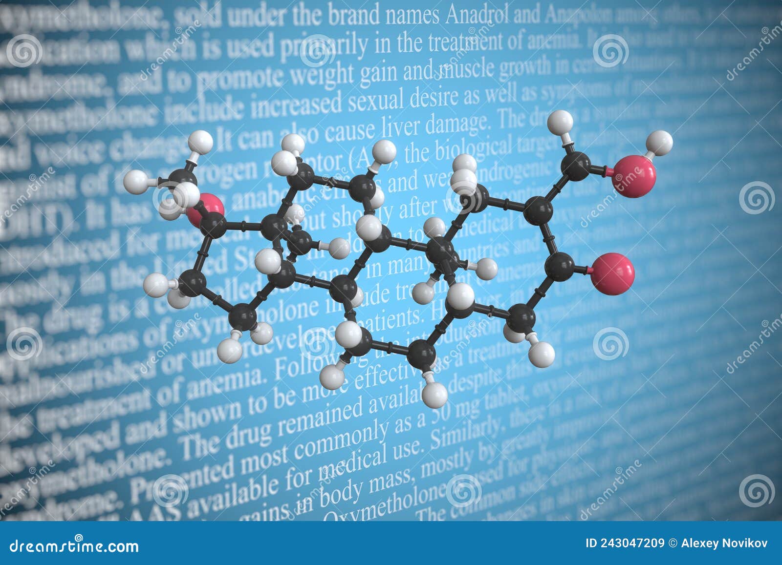 Oxymetholone Molecule, Structural Chemical Formula, Ball-and-stick ...