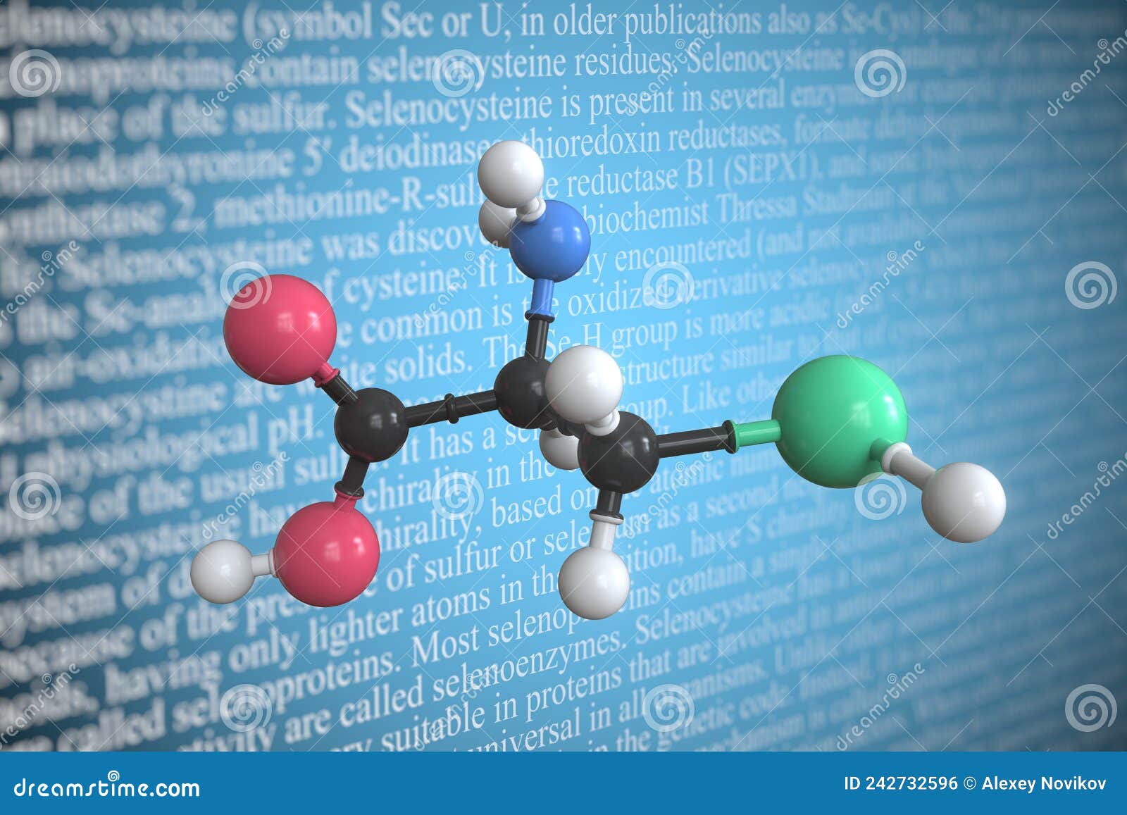 Selenocysteine Scientific Molecular Model, 3D Rendering Stock ...