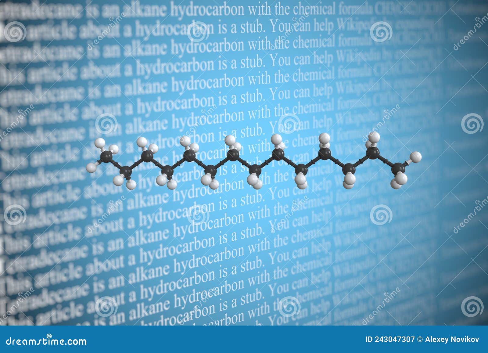 Molecular Model of Tetradecane, 3D Rendering Stock Illustration ...