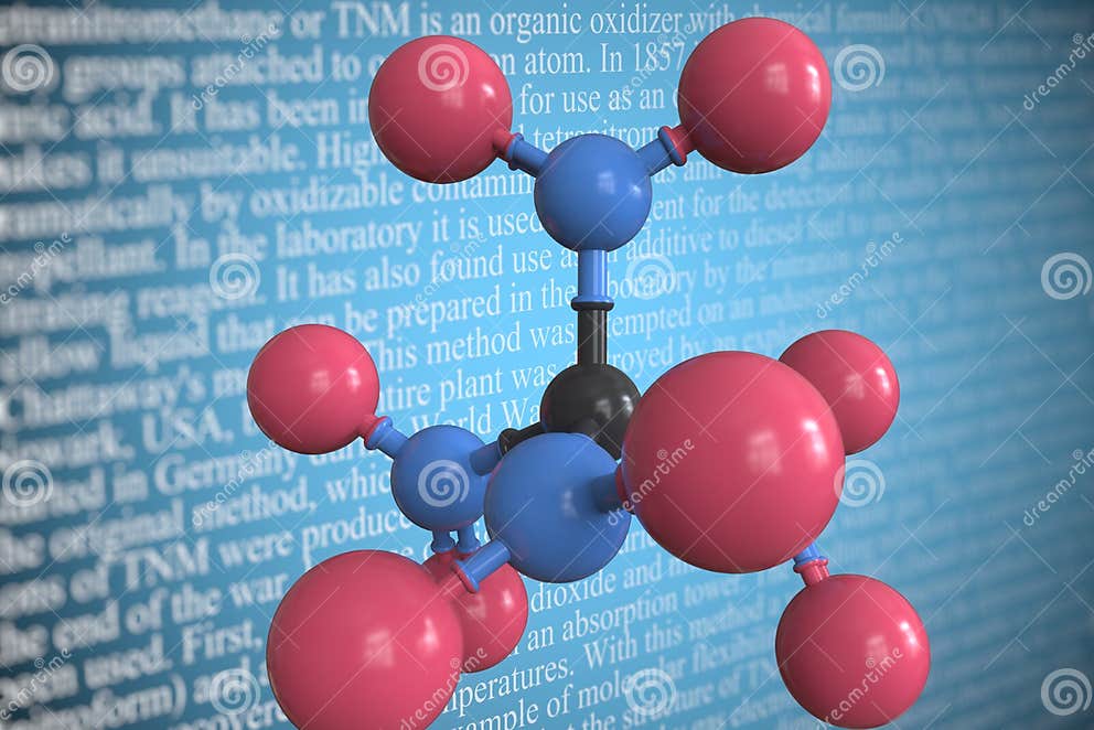 Tetranitromethane Scientific Molecular Model, 3D Rendering Stock ...