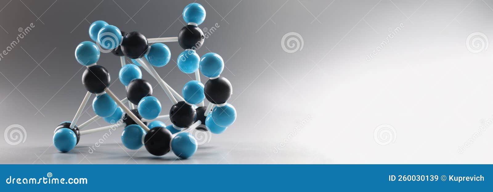 Molecular Model Structure, Miniature on Grey Background, Blue and Black ...