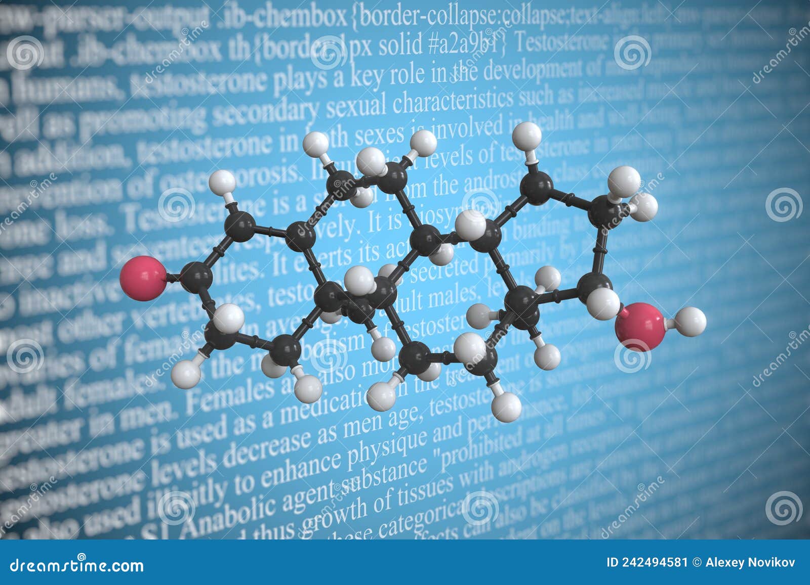 Molecular Model of Testosterone, 3D Rendering Stock Illustration ...