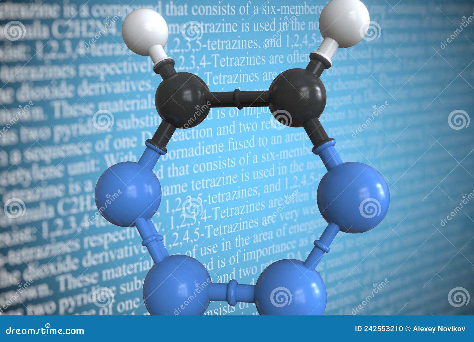 Tetrazine Molecule, 1,2,3,4-tetrazine Molecular Structure, Isolated 3d ...