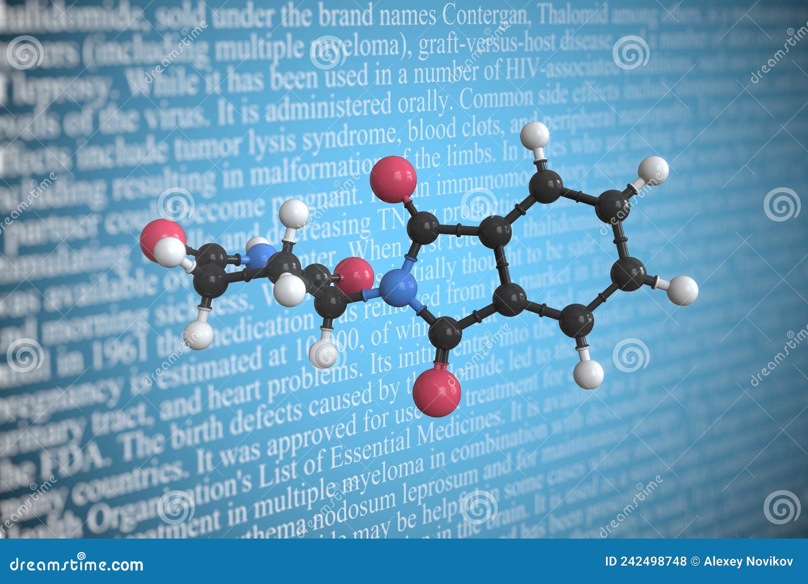 Thalidomide, Molecular Structures, Theratogenic Drug, 3d Model ...