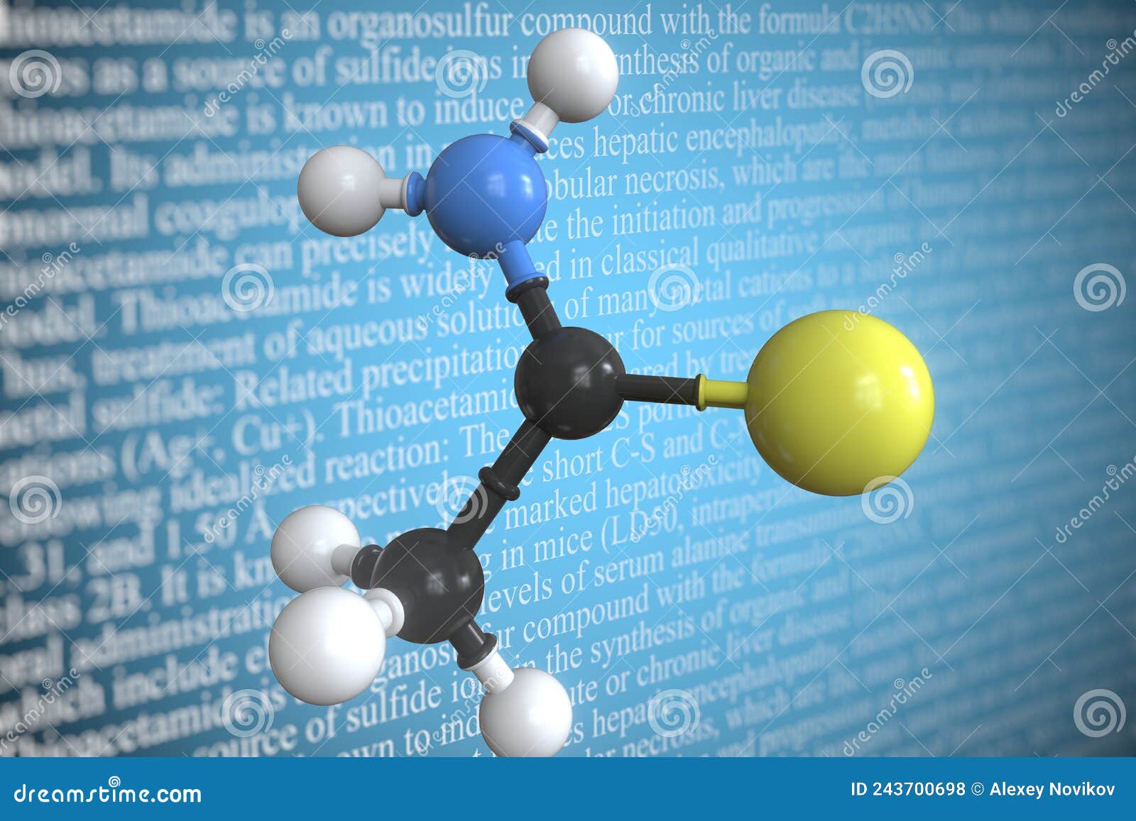 Molecular Model of Thioacetamide, 3D Rendering Stock Illustration ...