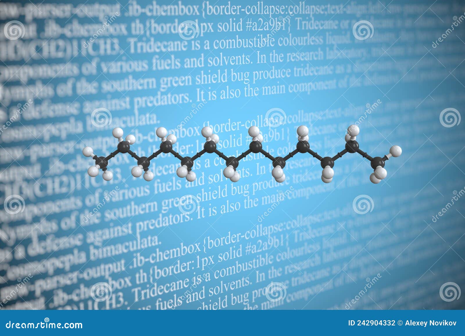 Molecular Model of Tridecane, 3D Rendering Stock Illustration ...