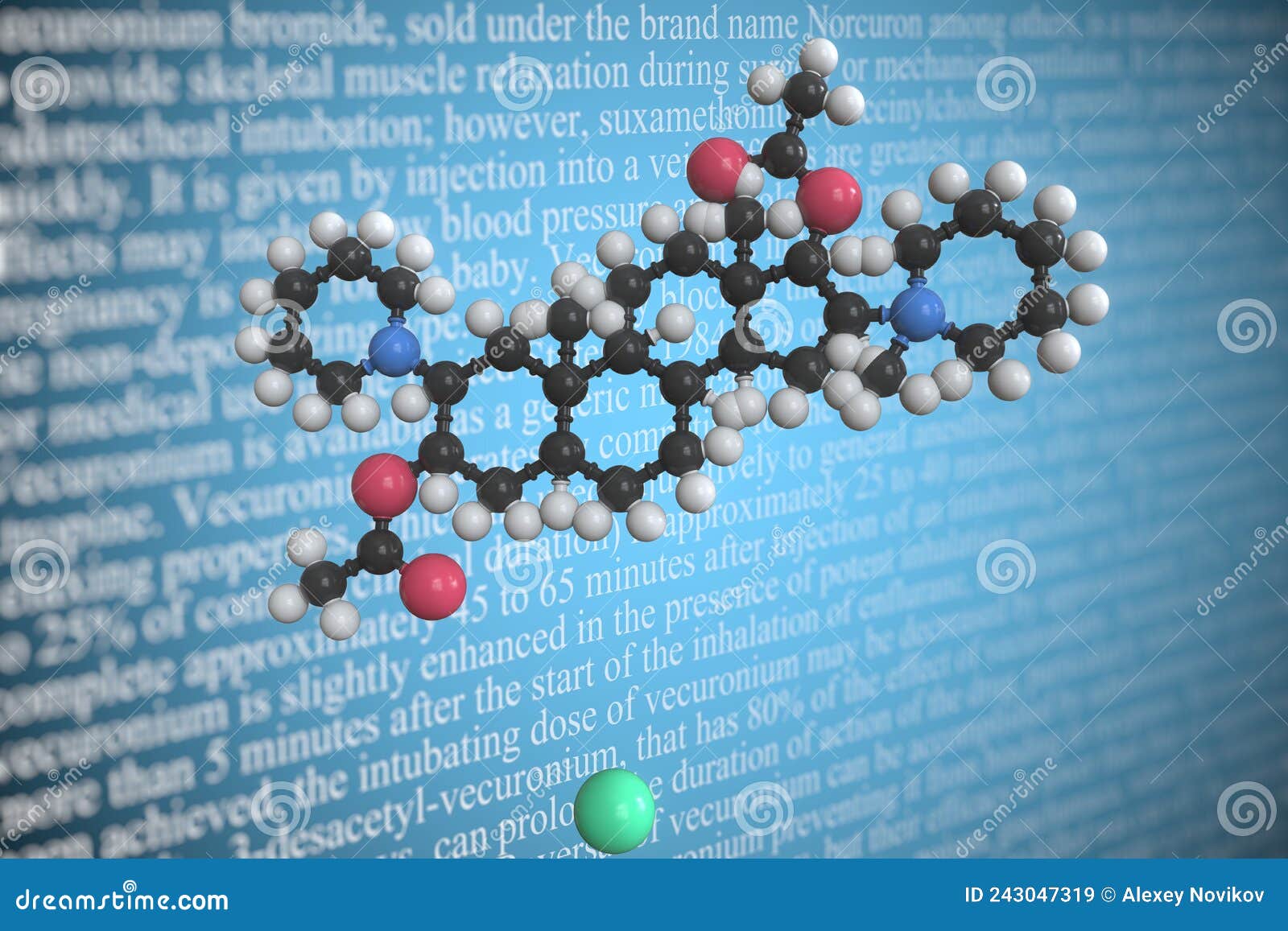 Molecular Model of Vecuronium, 3D Rendering Stock Illustration ...