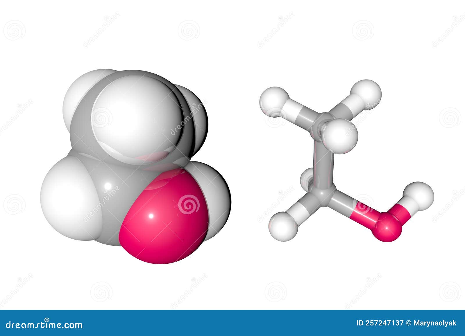 Molecular Models of Ethanol or Ethyl Alcohol. Atoms are Represented As ...