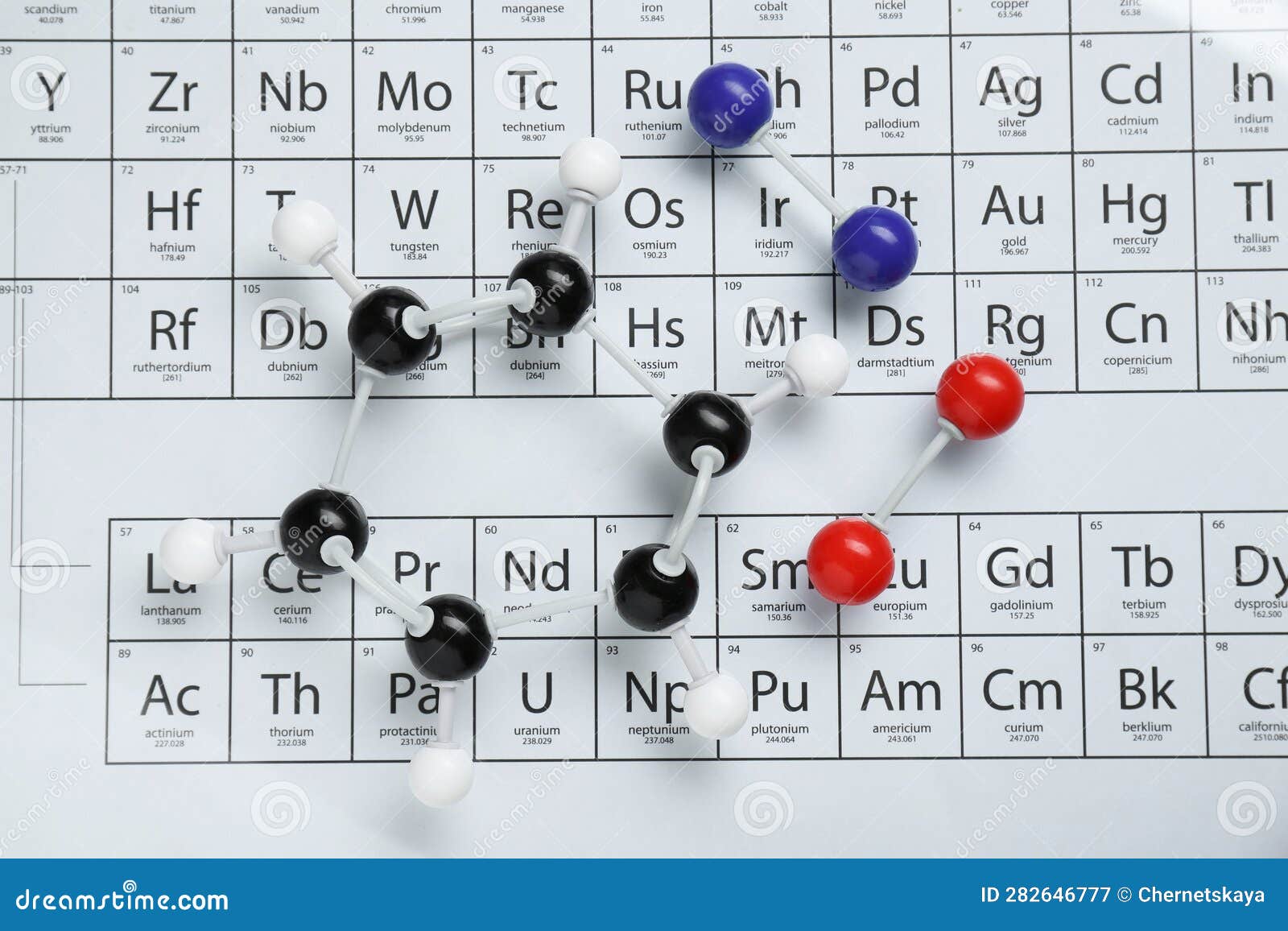 Molecular Models on Periodic Table of Chemical Elements, Flat Lay Stock ...