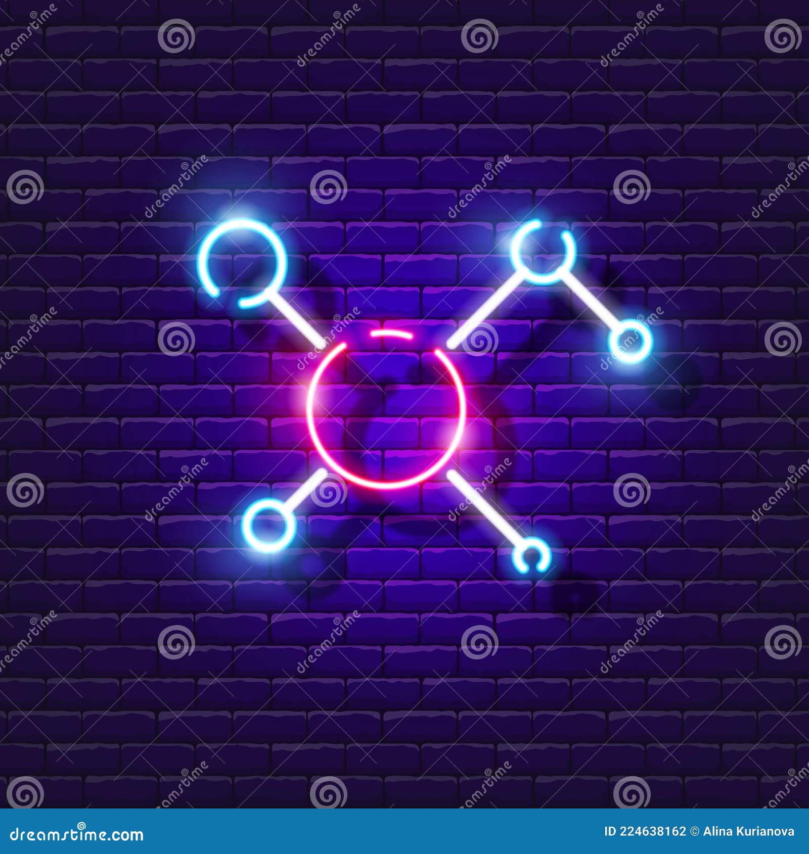 Molecular Neon Sign. Molecular Structure Light Icon. Vector ...