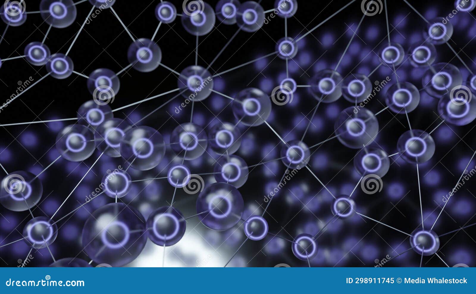 Molecular Networks in Virtual Space. Design. 3D Molecules with Nucleus ...