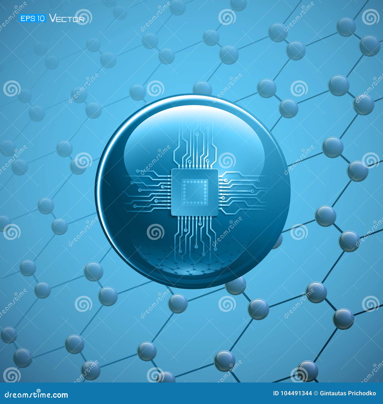 Molecular Particle with Microchip Stock Vector - Illustration of ...