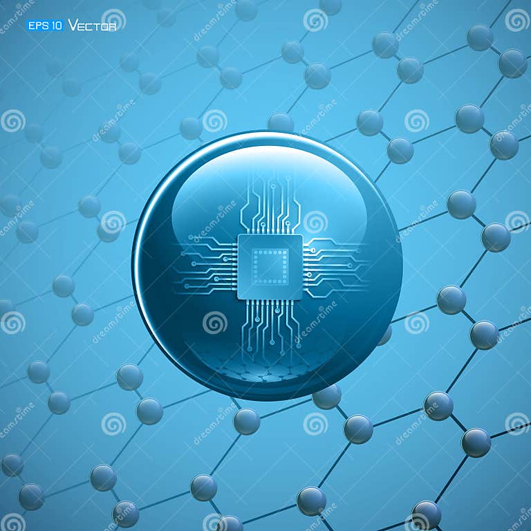 Molecular Particle with Microchip Stock Vector - Illustration of ...