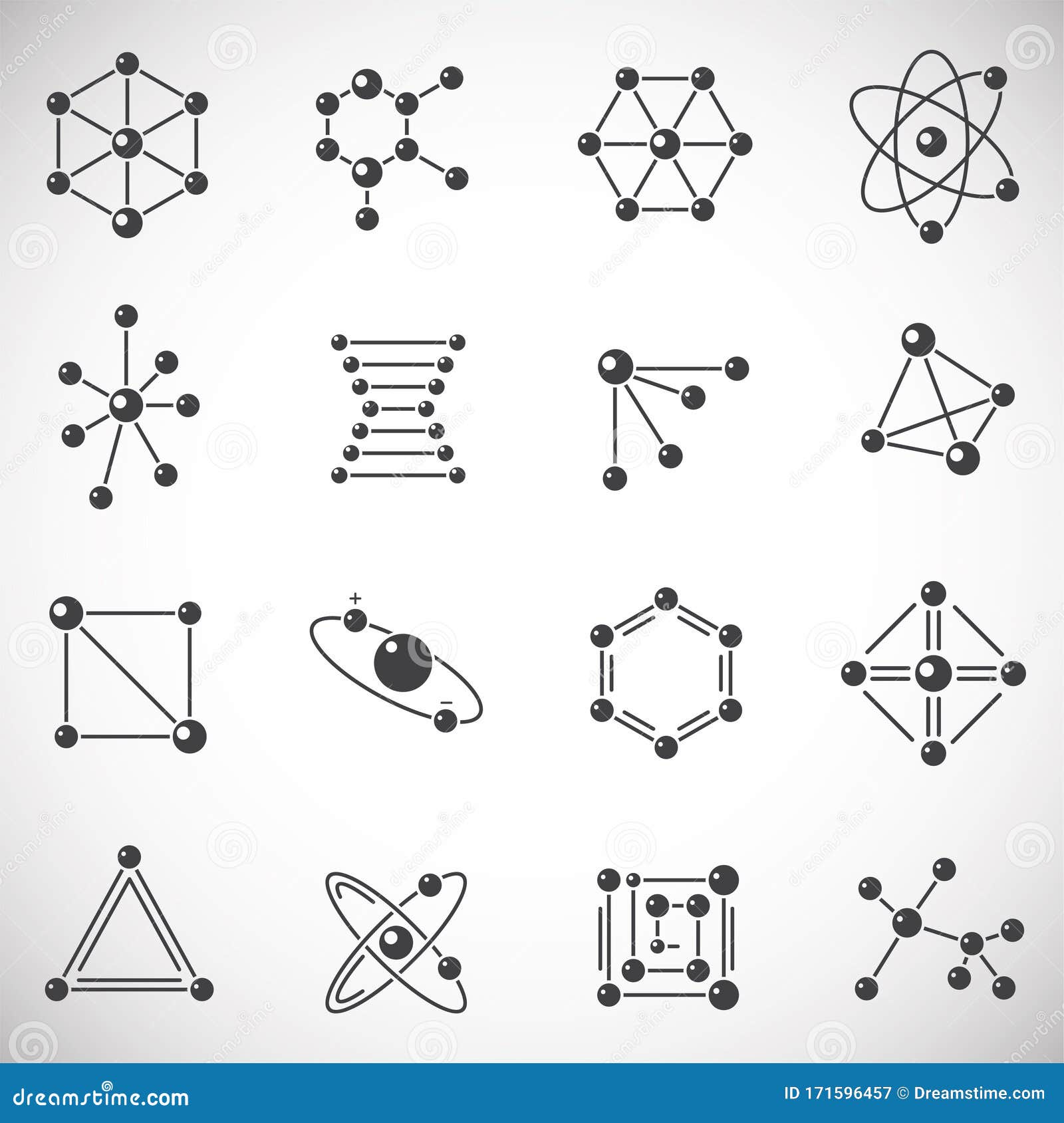 Molecular Related Icons Set on Background for Graphic and Web Design ...